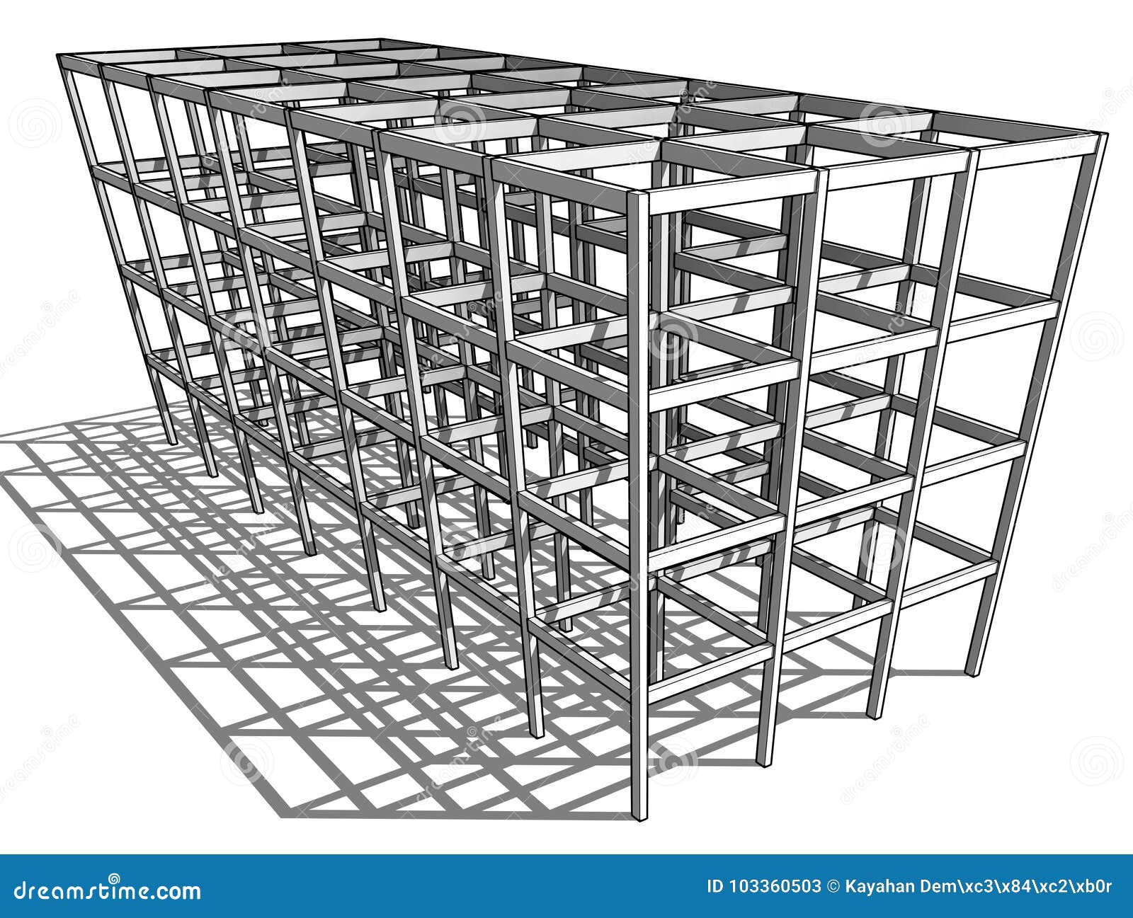 Architectural Sketch Drawing Building Model Stock Vector - Illustration ...