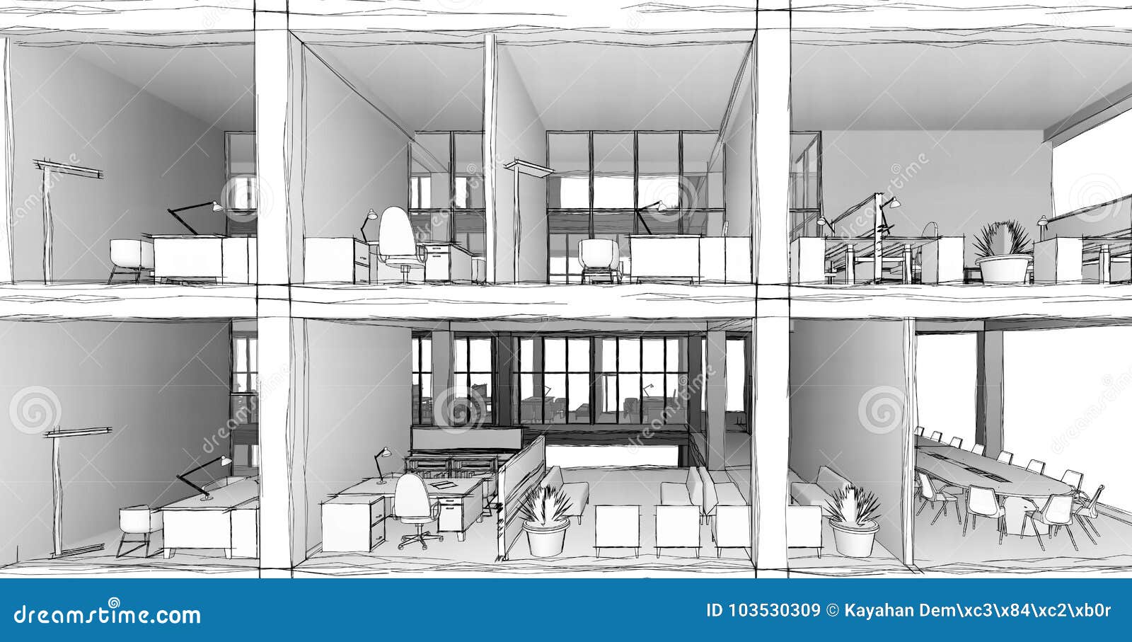 Architectural Sketch Drawing Building Model Cartoon Vector ...