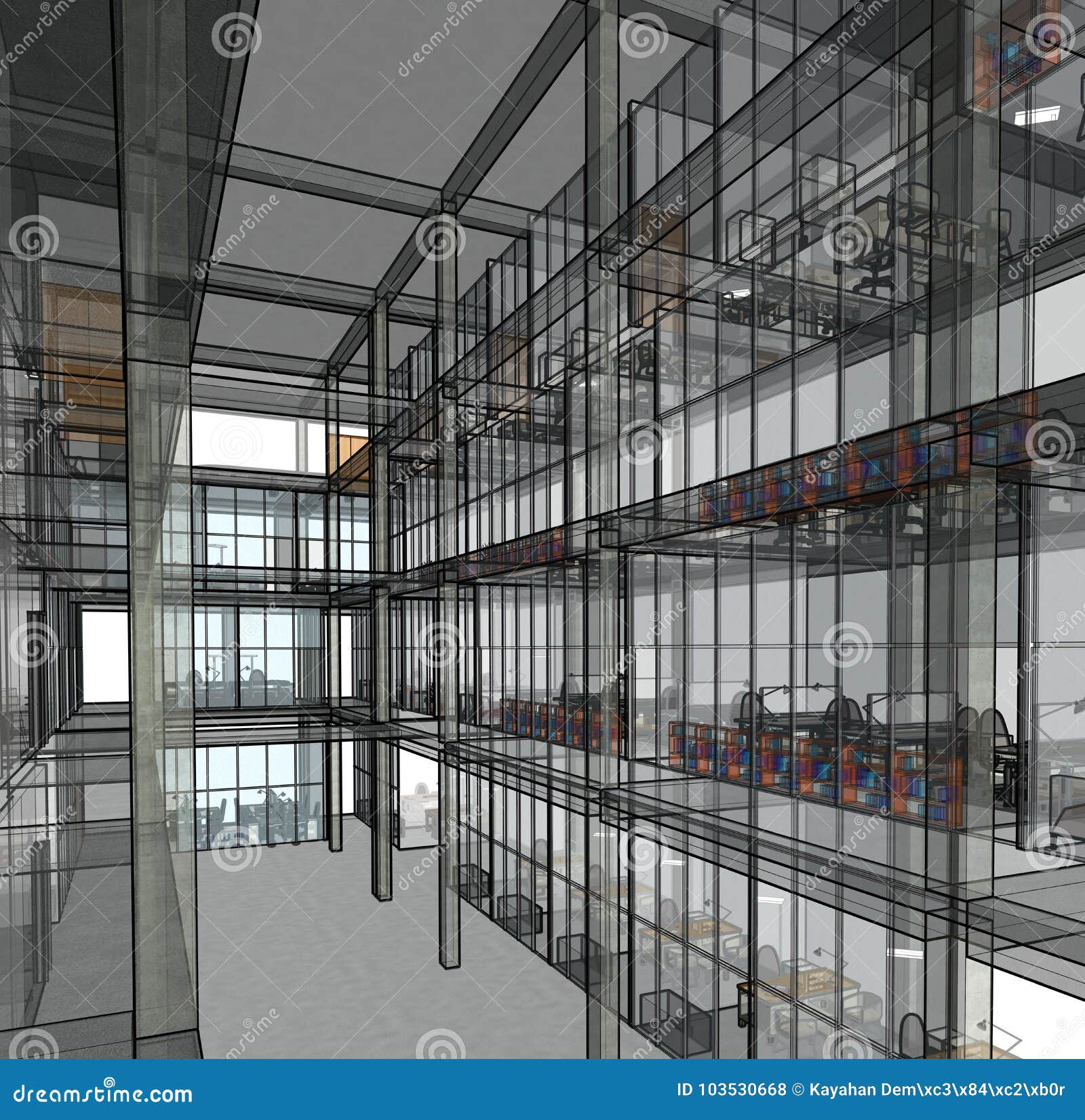 Architectural Sketch Drawing Building Model Stock Vector - Illustration ...