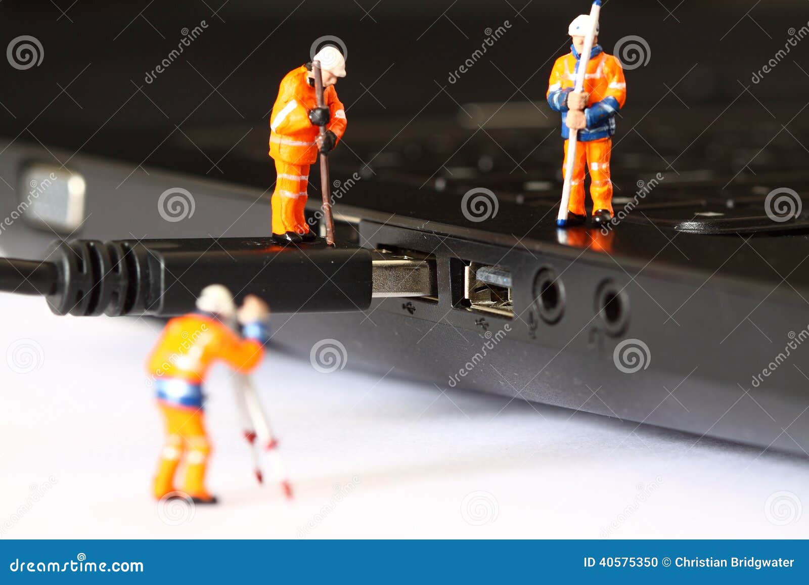 Construction Model Workers USB Cable a Stock Photo - Image of miniature ...