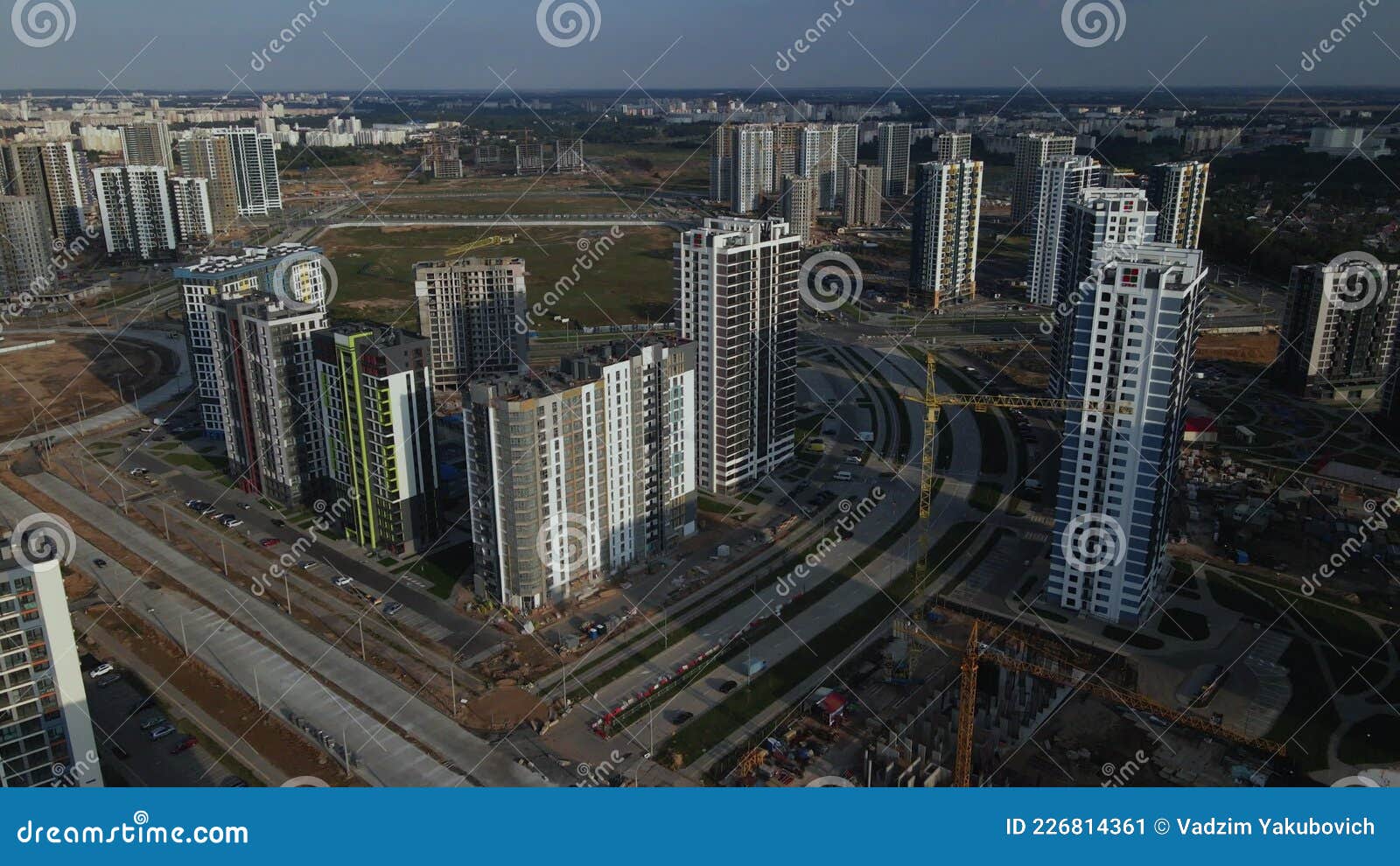 Construction of a Modern City Block. Multi-storey Buildings and ...