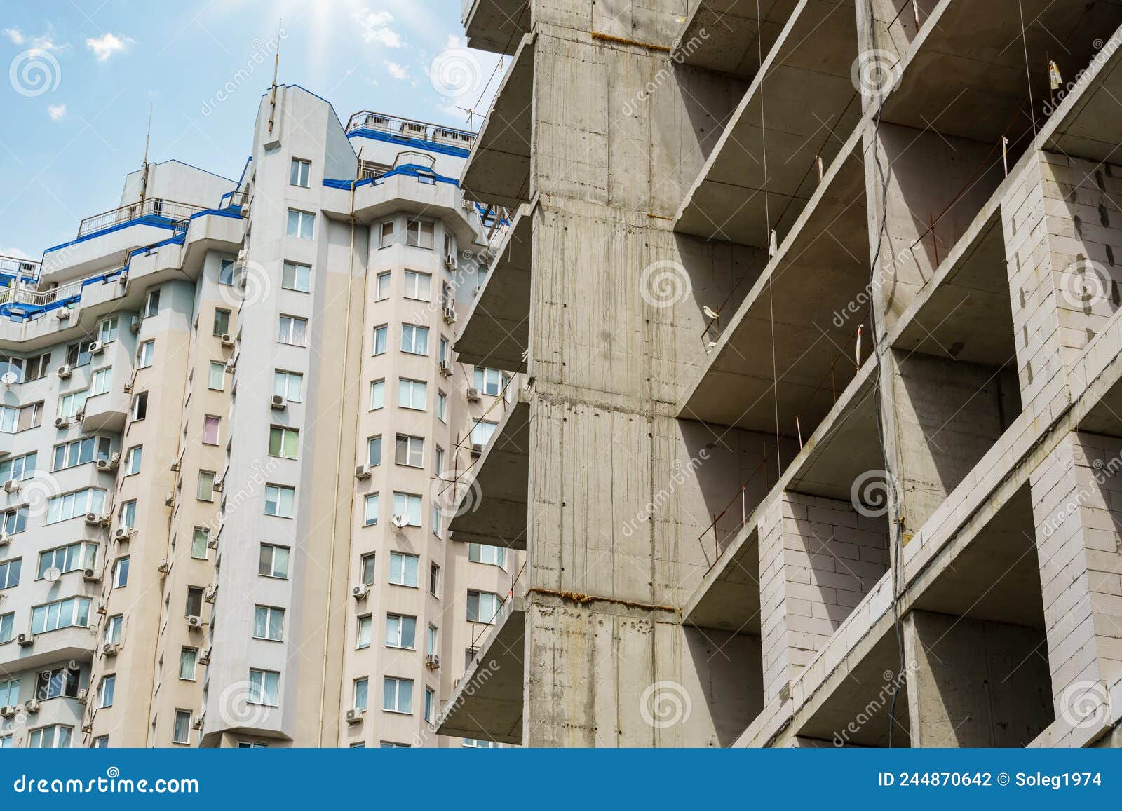 Construction of a Modern High-rise Building, Concrete Frame and ...
