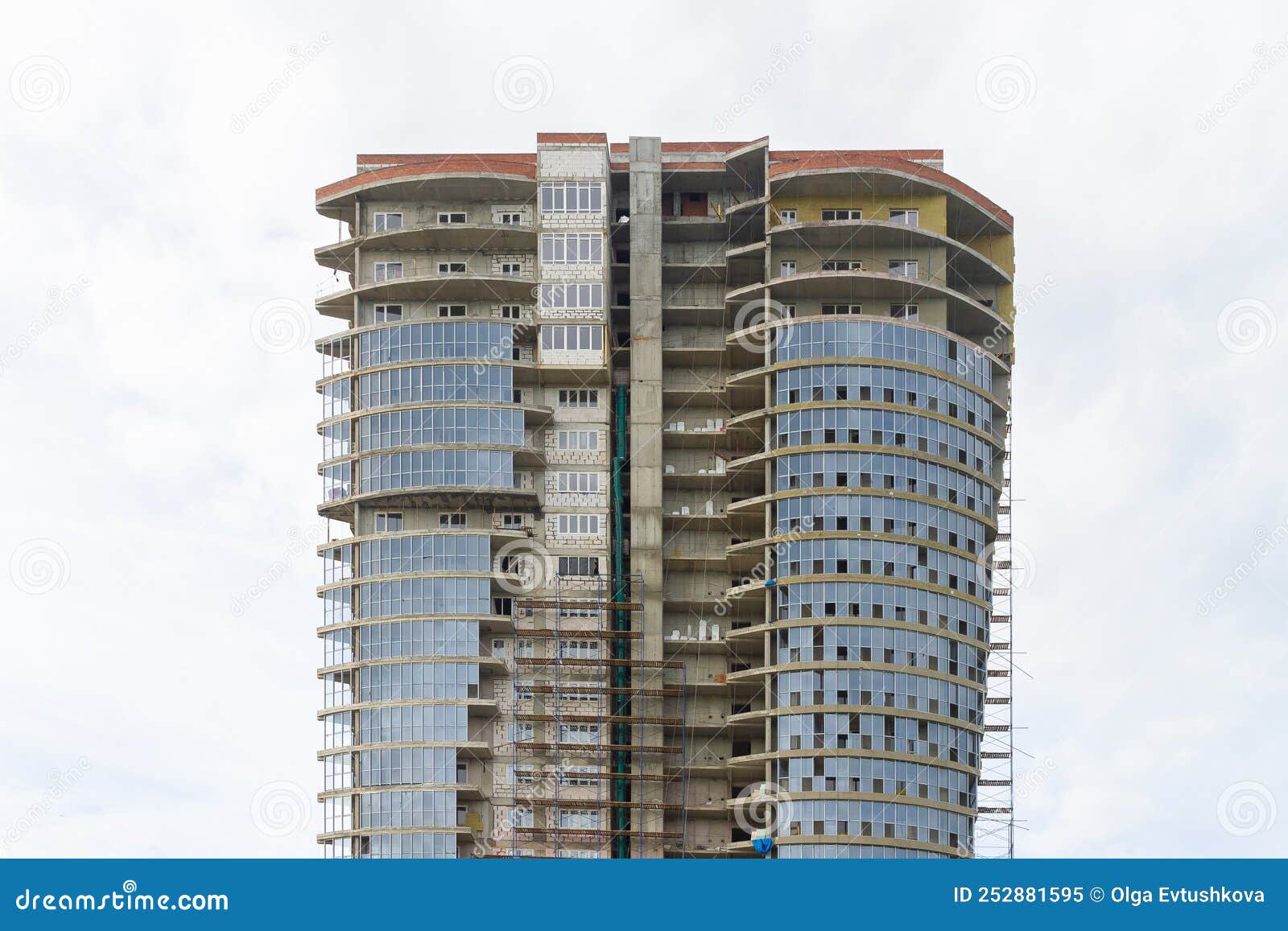 Construction of a Modern High-rise Made of Glass and Concrete, a Tall ...