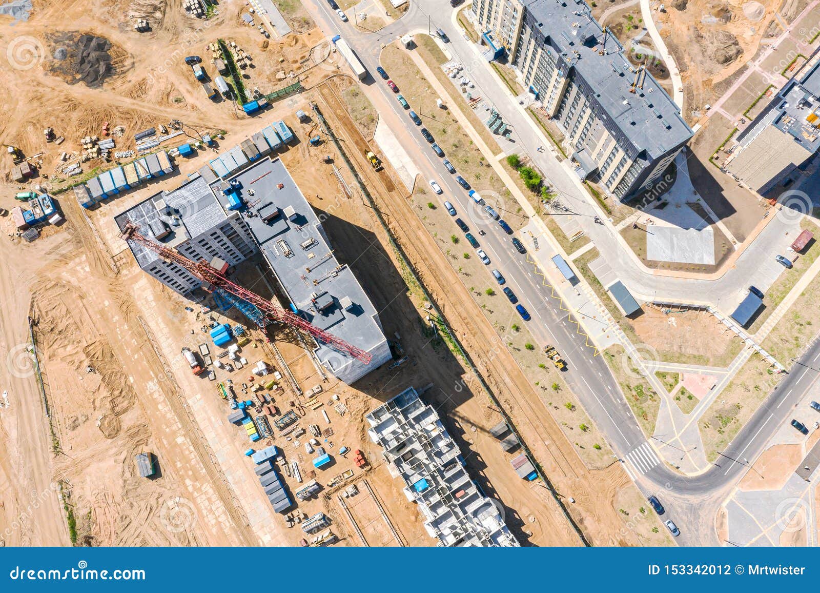 Construction of Modern High-rise Residential Buildings. Birds Eye View ...