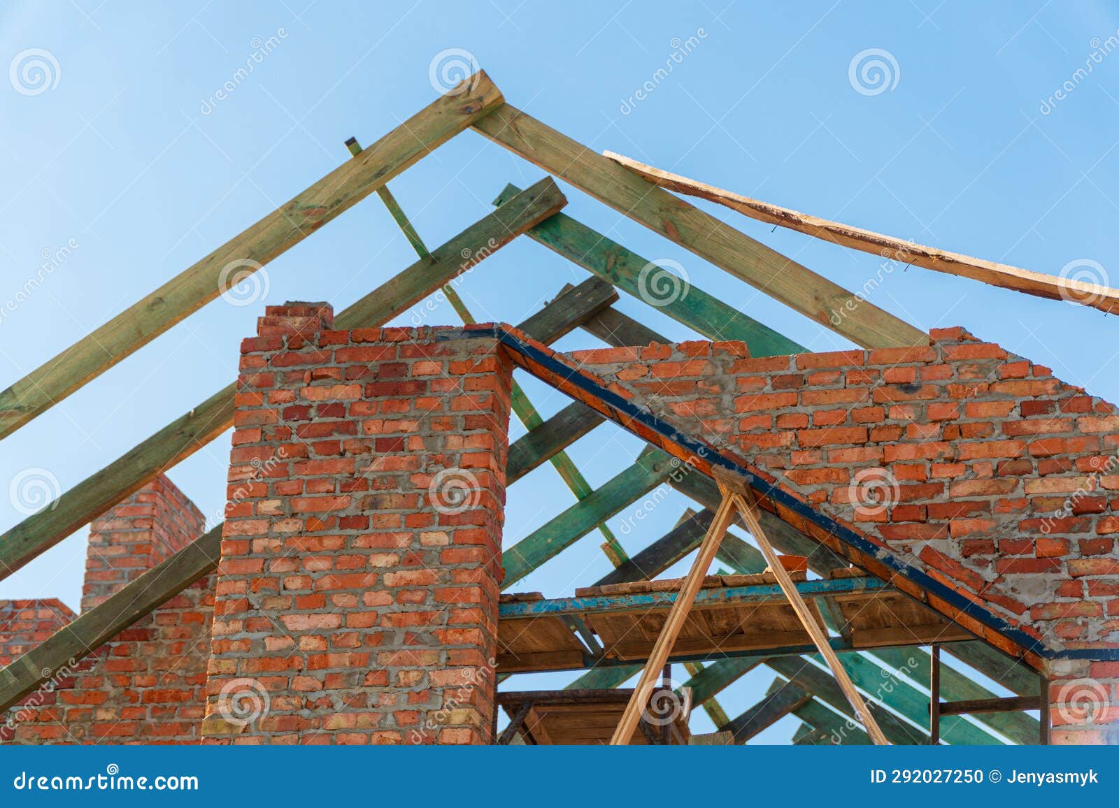 Construction of a Modern House. Roofing Works Stock Photo - Image of ...