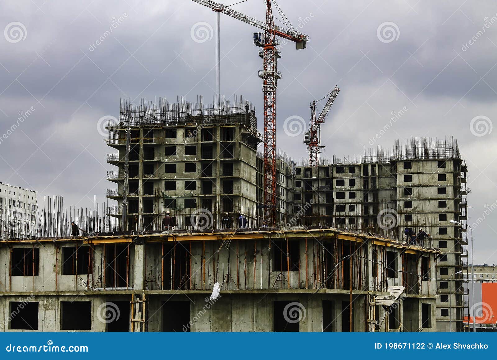 Construction of a Modern Monolithic Building. Stock Photo - Image of ...
