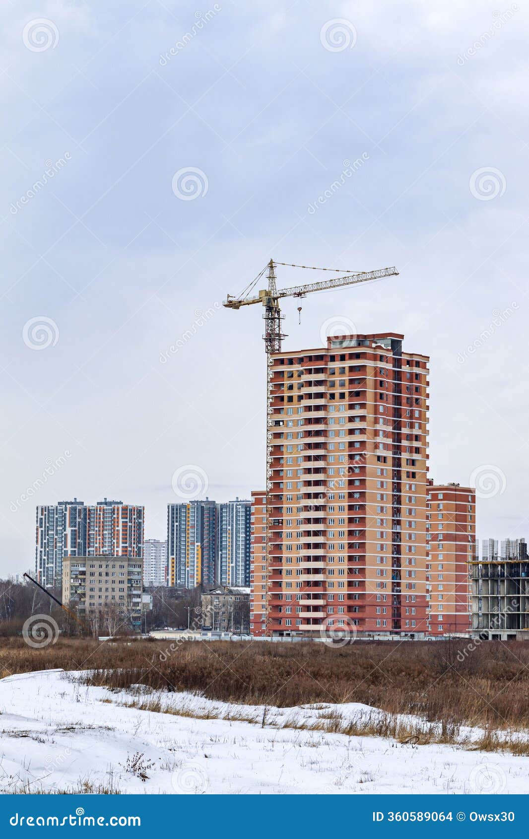 Construction of a Modern Residential High-rise Building with a Crane ...