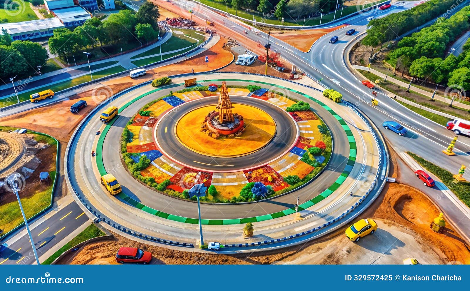 The Construction of a Modern Roundabout, a Symphony of Color and Form ...