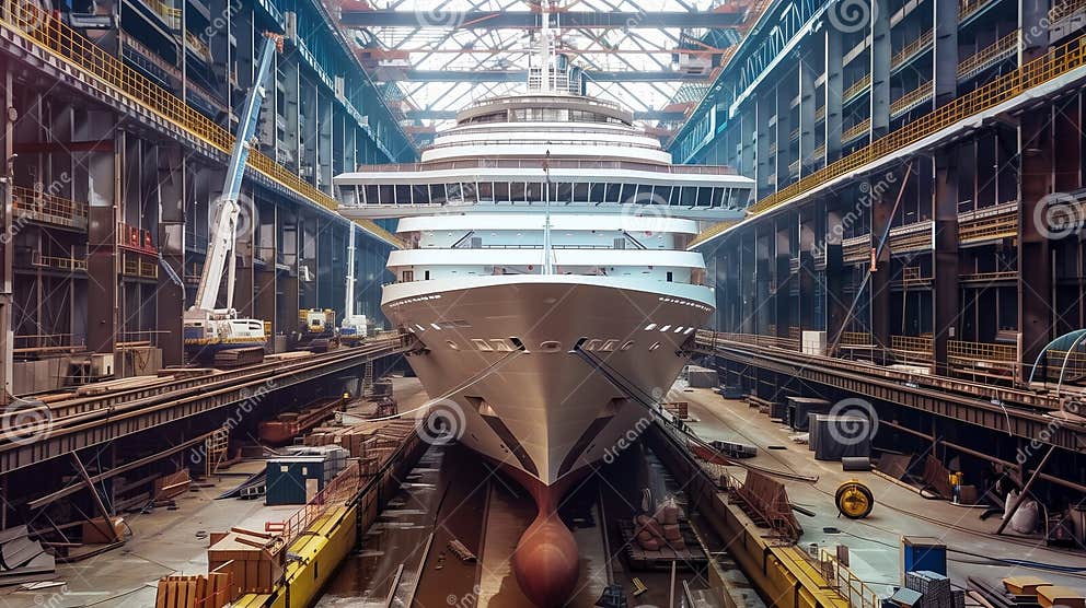 Construction of Modern Ship in Dry Dock: Shipbuilding and Cruise Liners ...