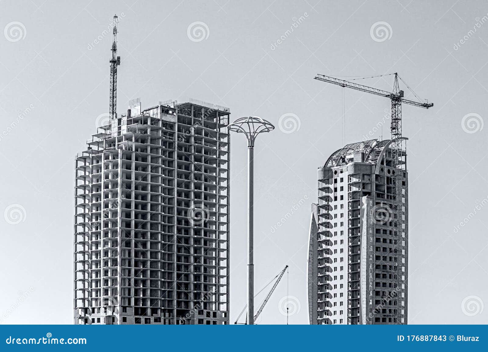 Construction of a Modern Tall Building Stock Image - Image of house ...
