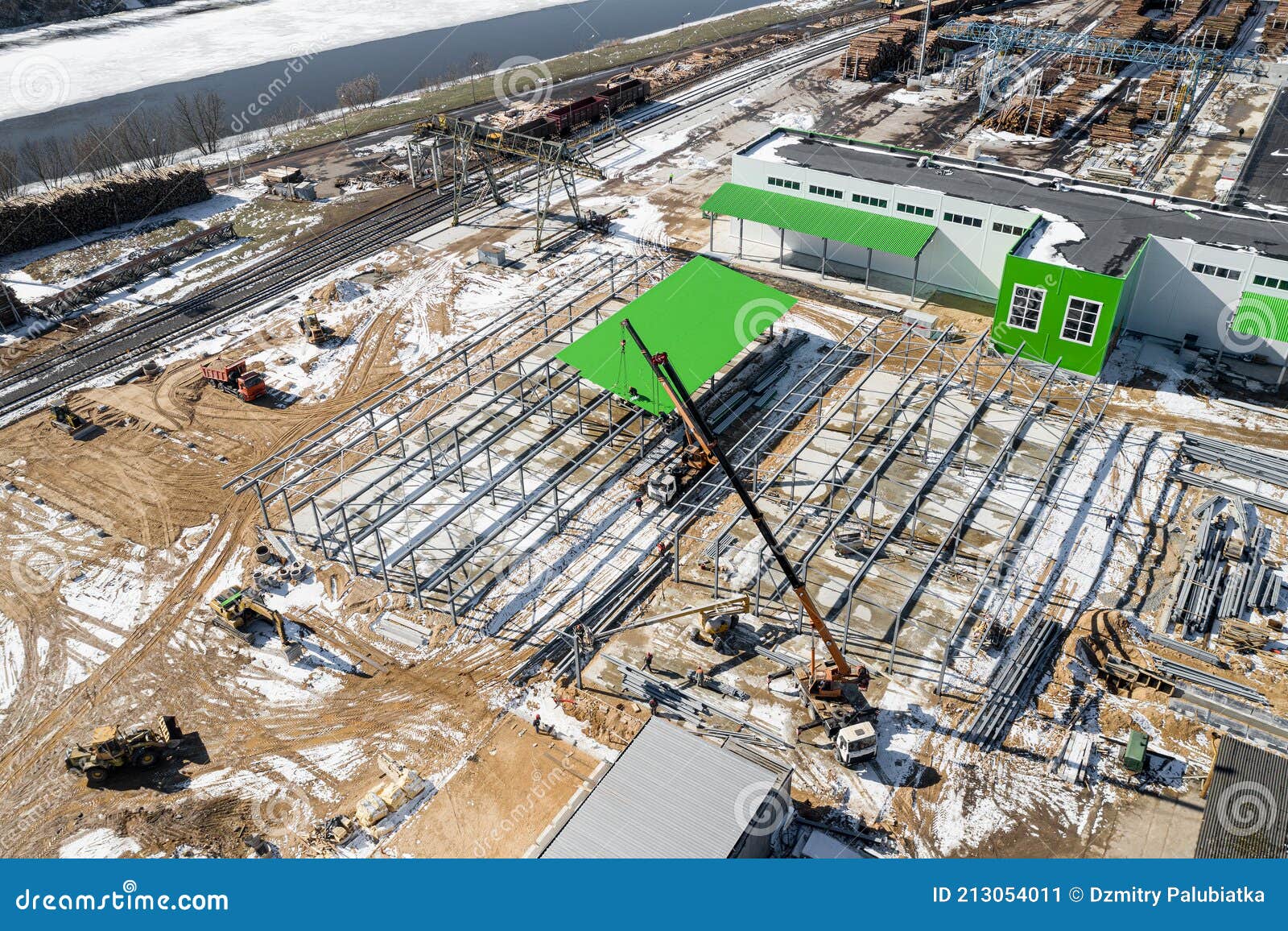 Construction of a Modern Wood Processing Factory Top View Stock Image ...