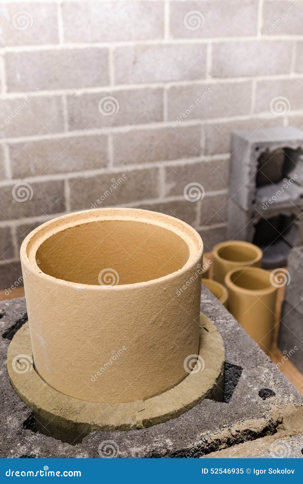 Construction of Modular Ceramic Chimney Stock Image - Image of hand ...