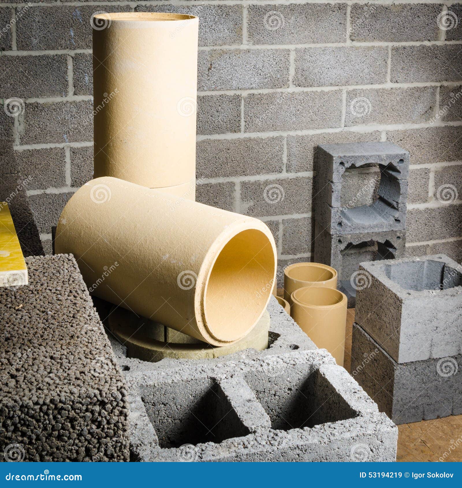 Construction of Modular Ceramic Chimney Stock Image - Image of pipe ...