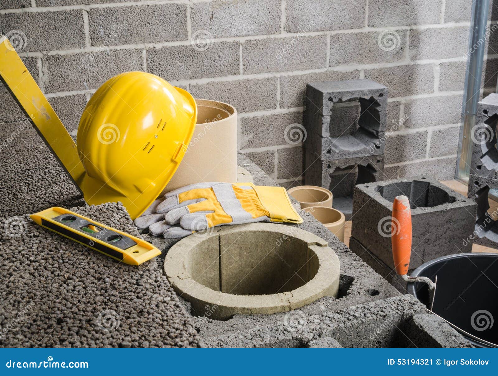 Construction of Modular Ceramic Chimney Stock Image - Image of fire ...