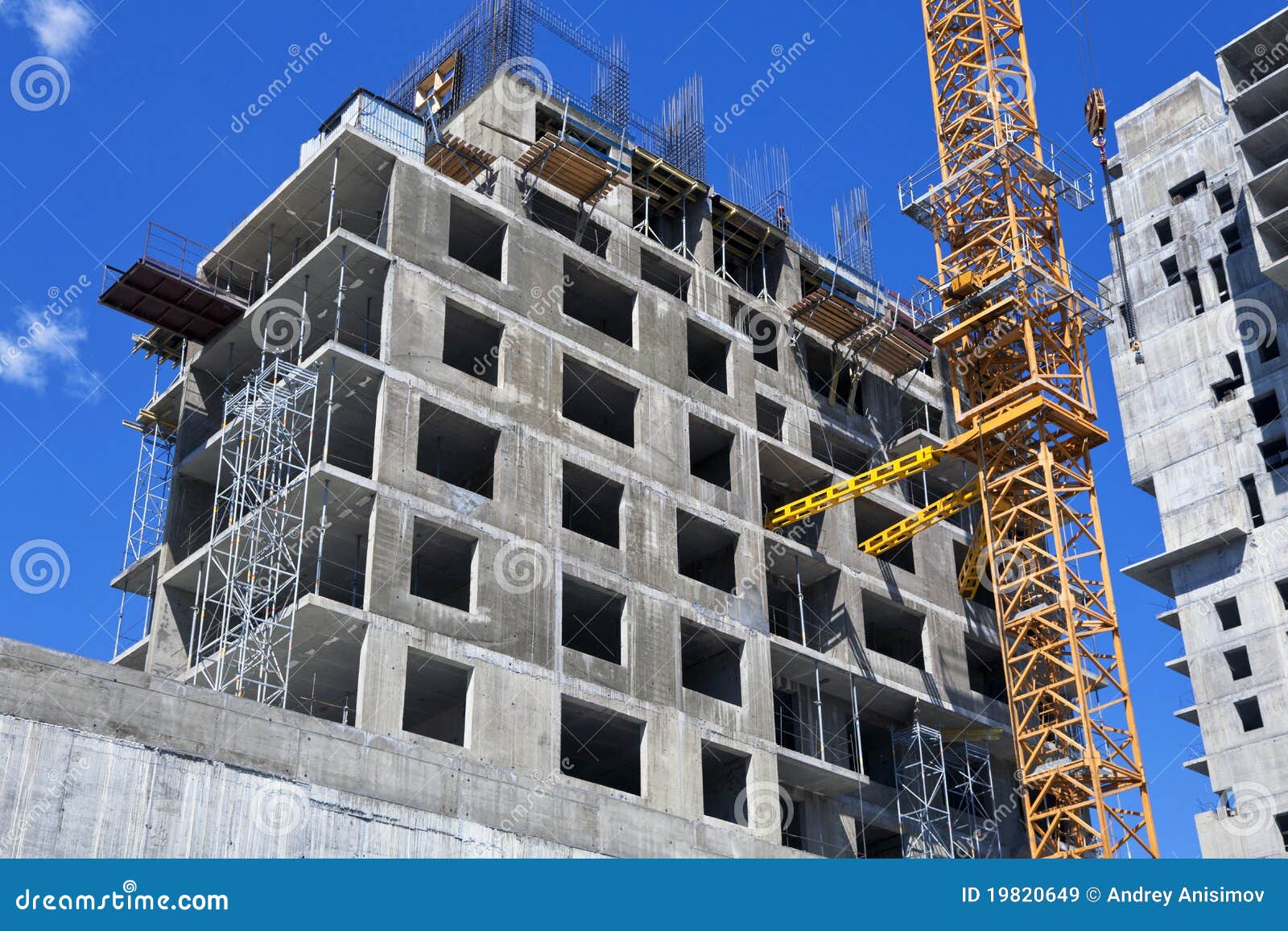 Construction of a Monolithic Building. Stock Image - Image of blue ...