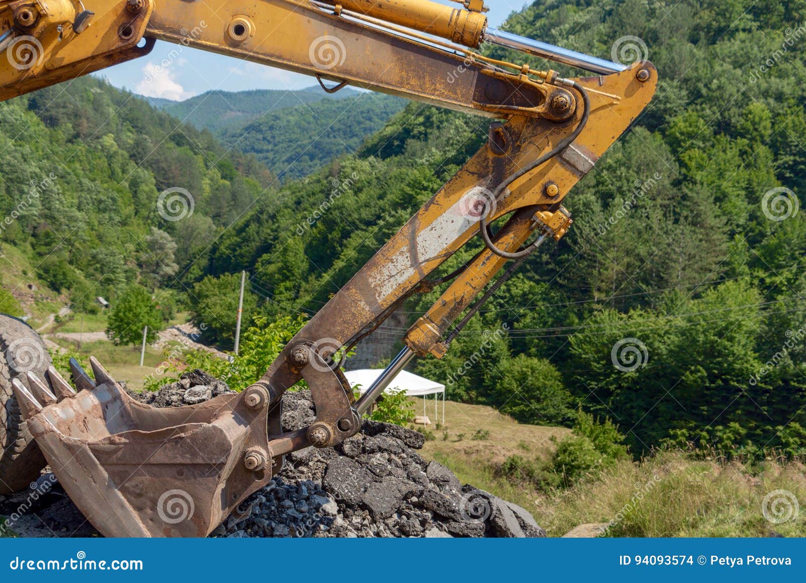 Construction in the Mountains Stock Photo - Image of excavator, digs ...