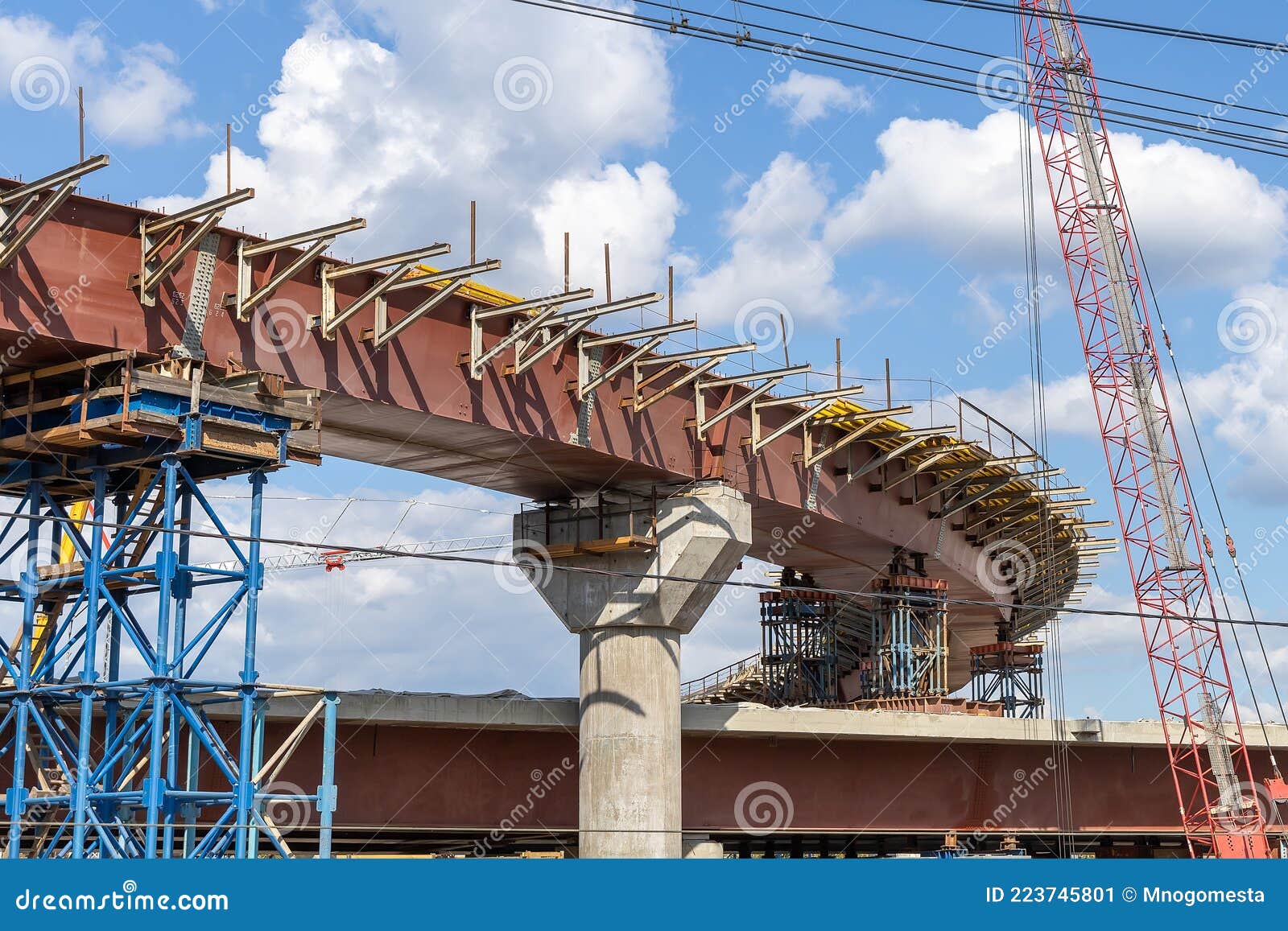 Construction of a Multi-level Automobile Turning Overpass. Scaffolding ...