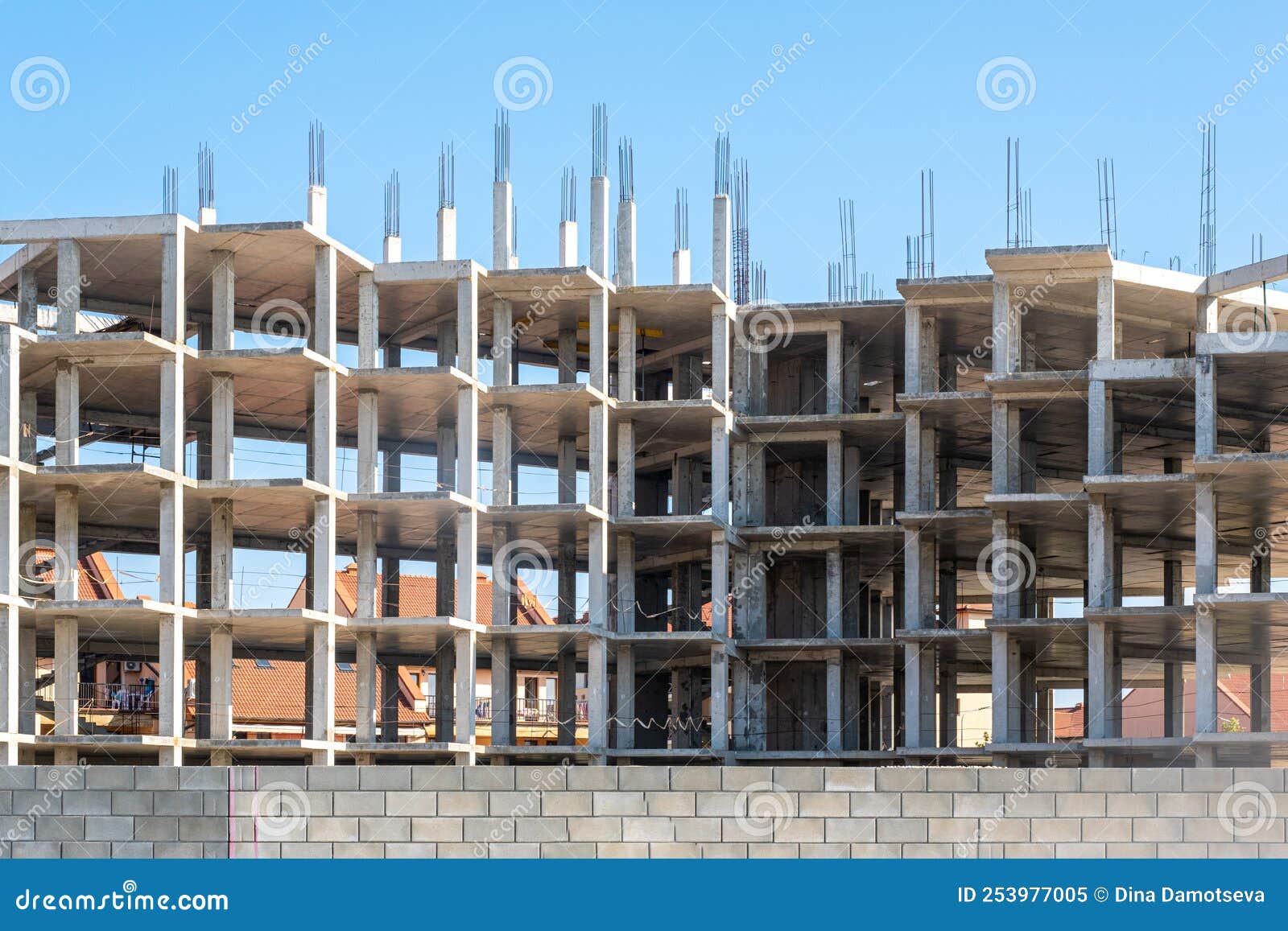 Construction of a Multi-storey Building. Concrete Floors are Clearly ...