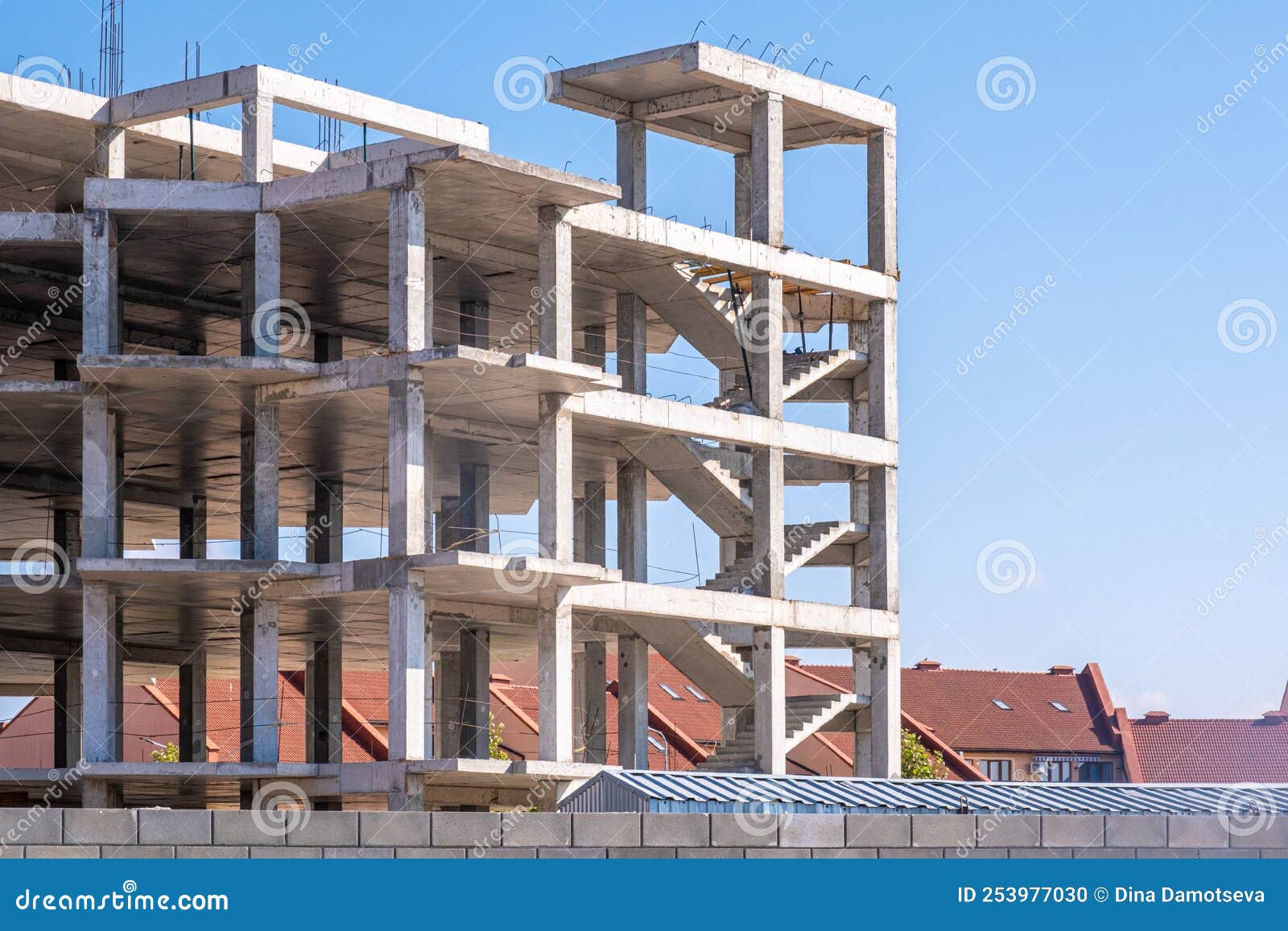 Construction of a Multi-storey Building. Concrete Floors are Clearly ...