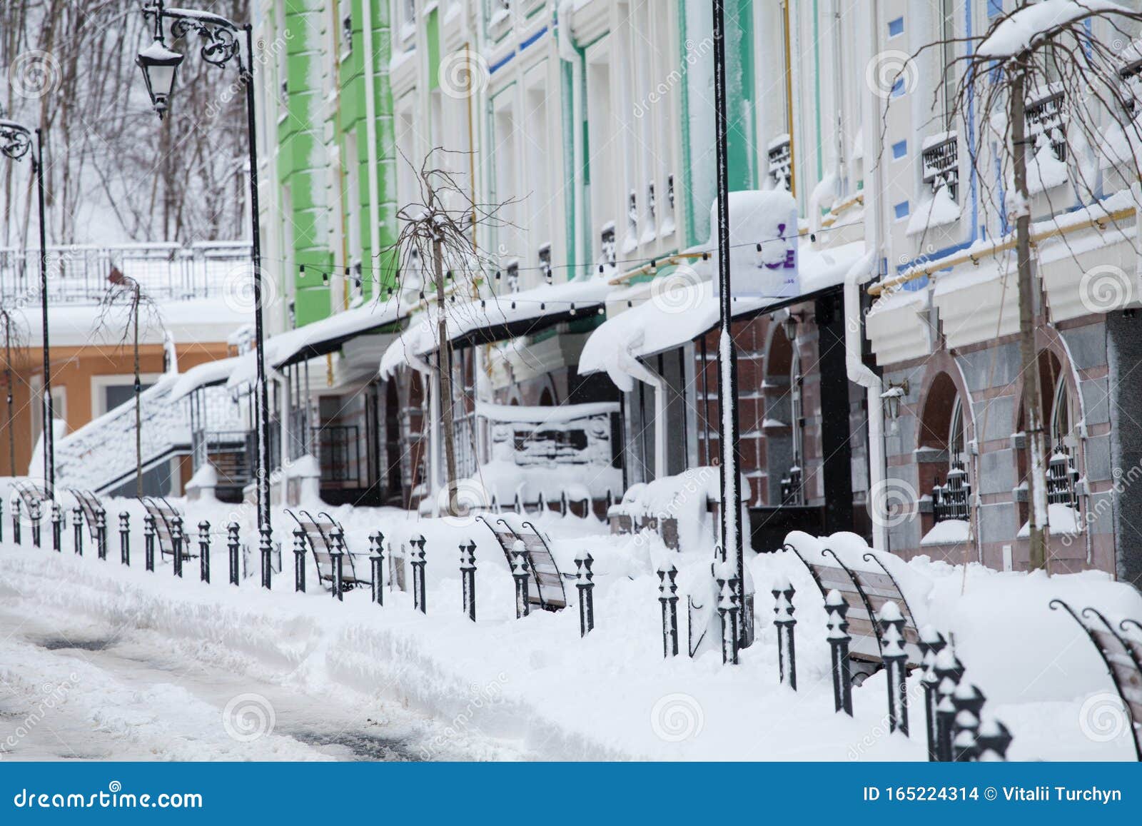 The Architecture of the Modern City. Winter City. Winter. Snow in the ...