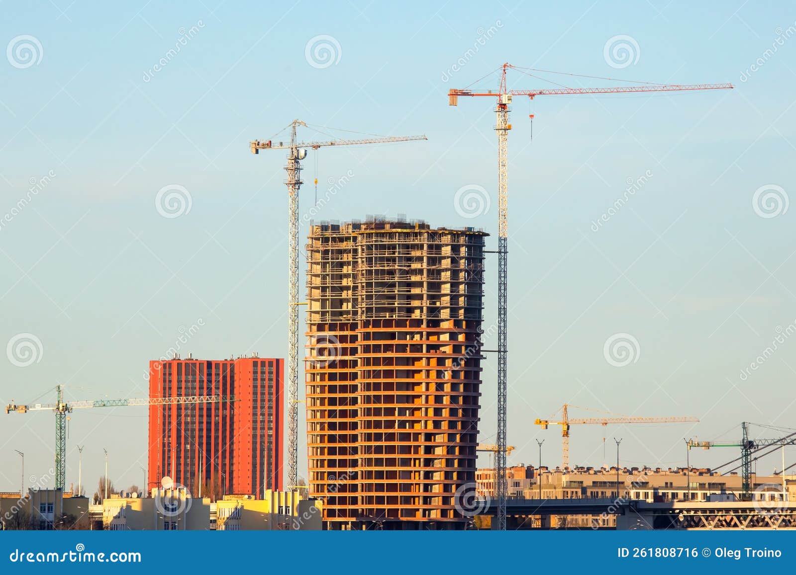 Construction of a Multi-storey Building with a Construction Crane Stock ...
