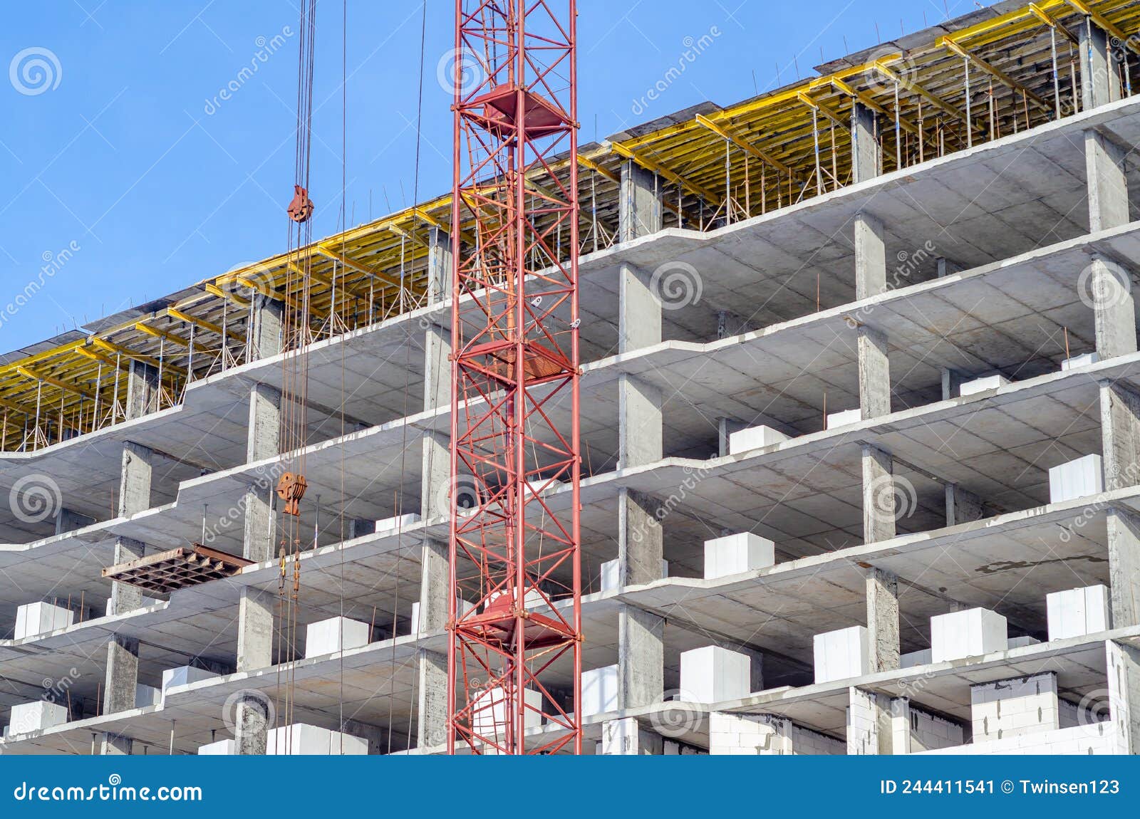 Construction of a Multi-storey Building. Crane Stock Image - Image of ...