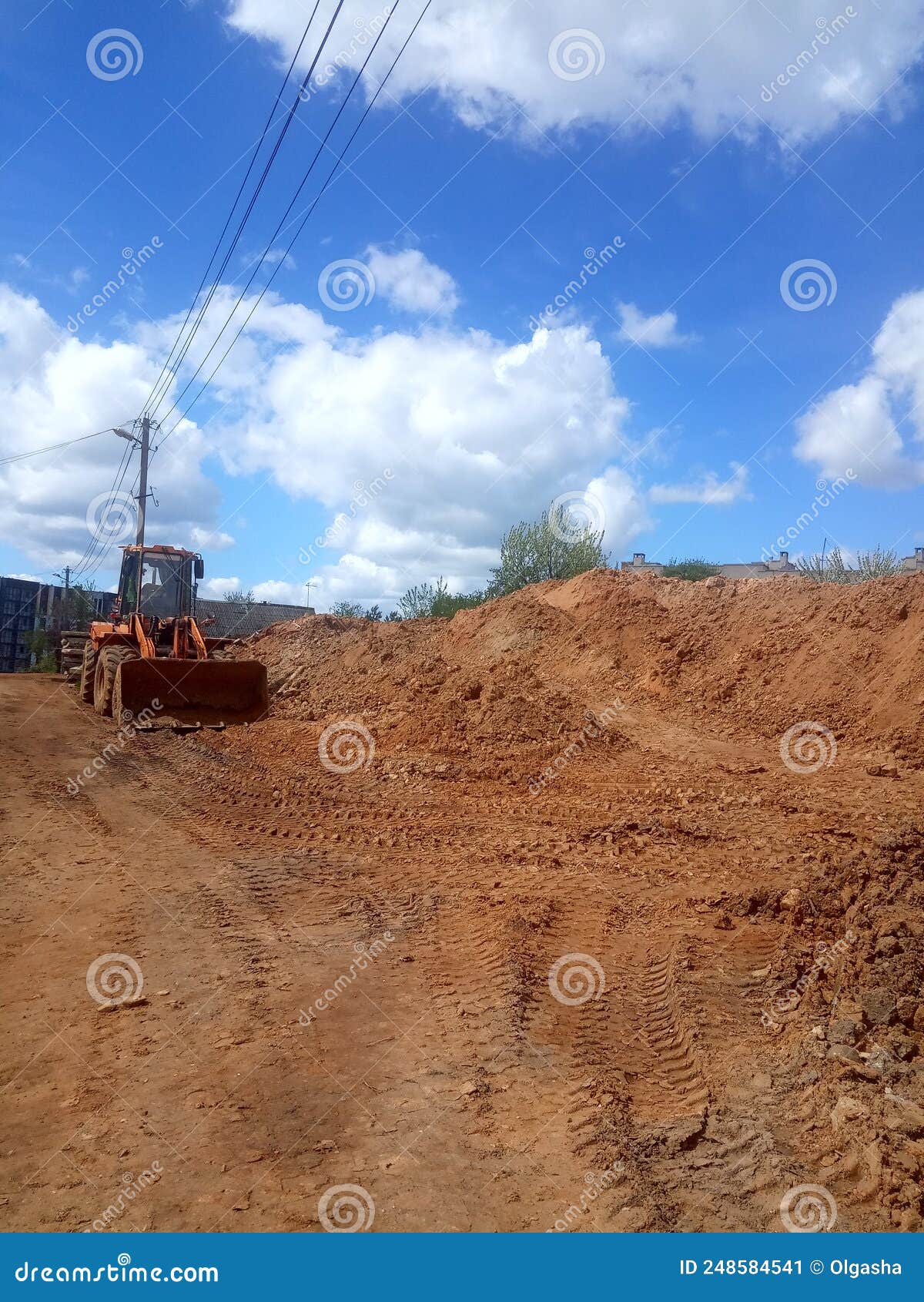 Construction of a Multi-storey Building,large Pile of Sand and Clay ...