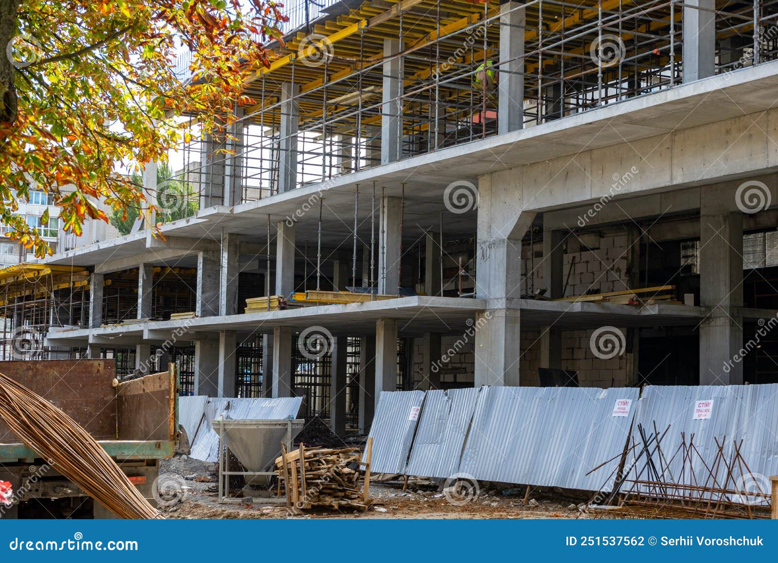 Construction of a Multi-storey Building from Metal Structures Stock ...