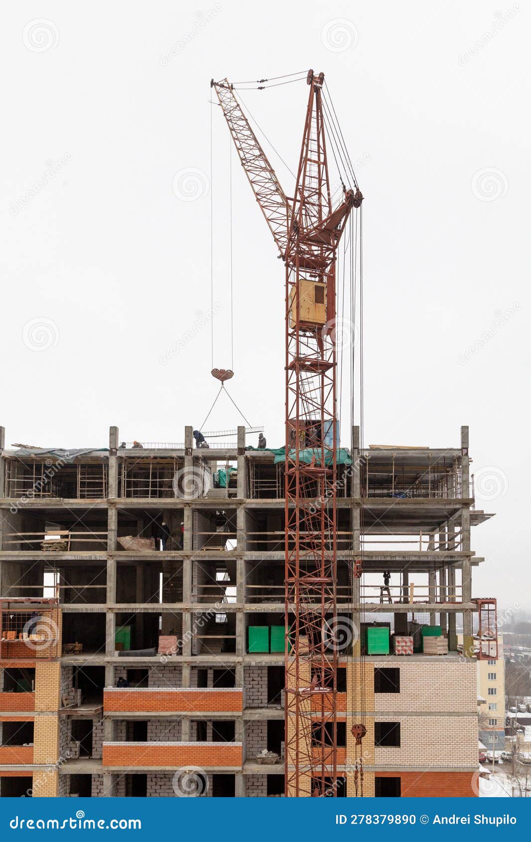 Construction of a Multi-storey Building with a Tower Crane Stock Photo ...