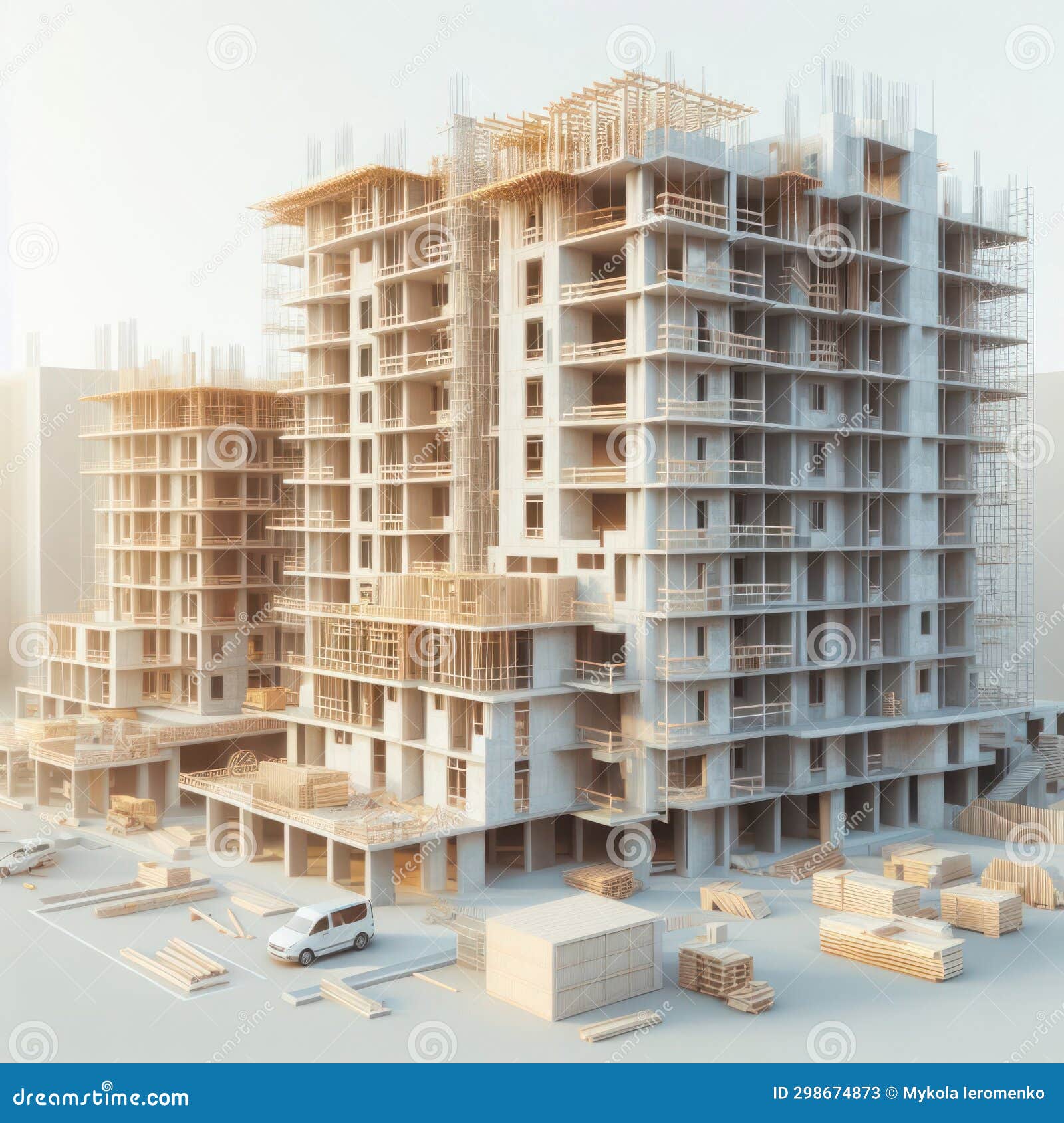 Construction of a Multi-story Building. Stock Illustration ...