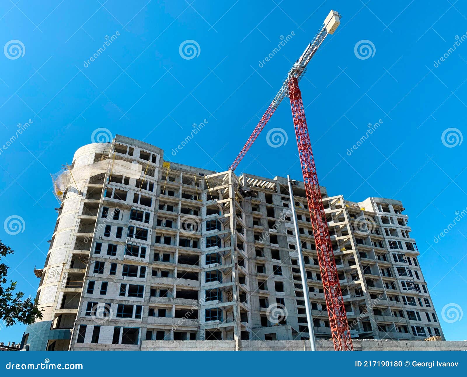 Construction of the Multi-story Building. Stock Photo - Image of text ...