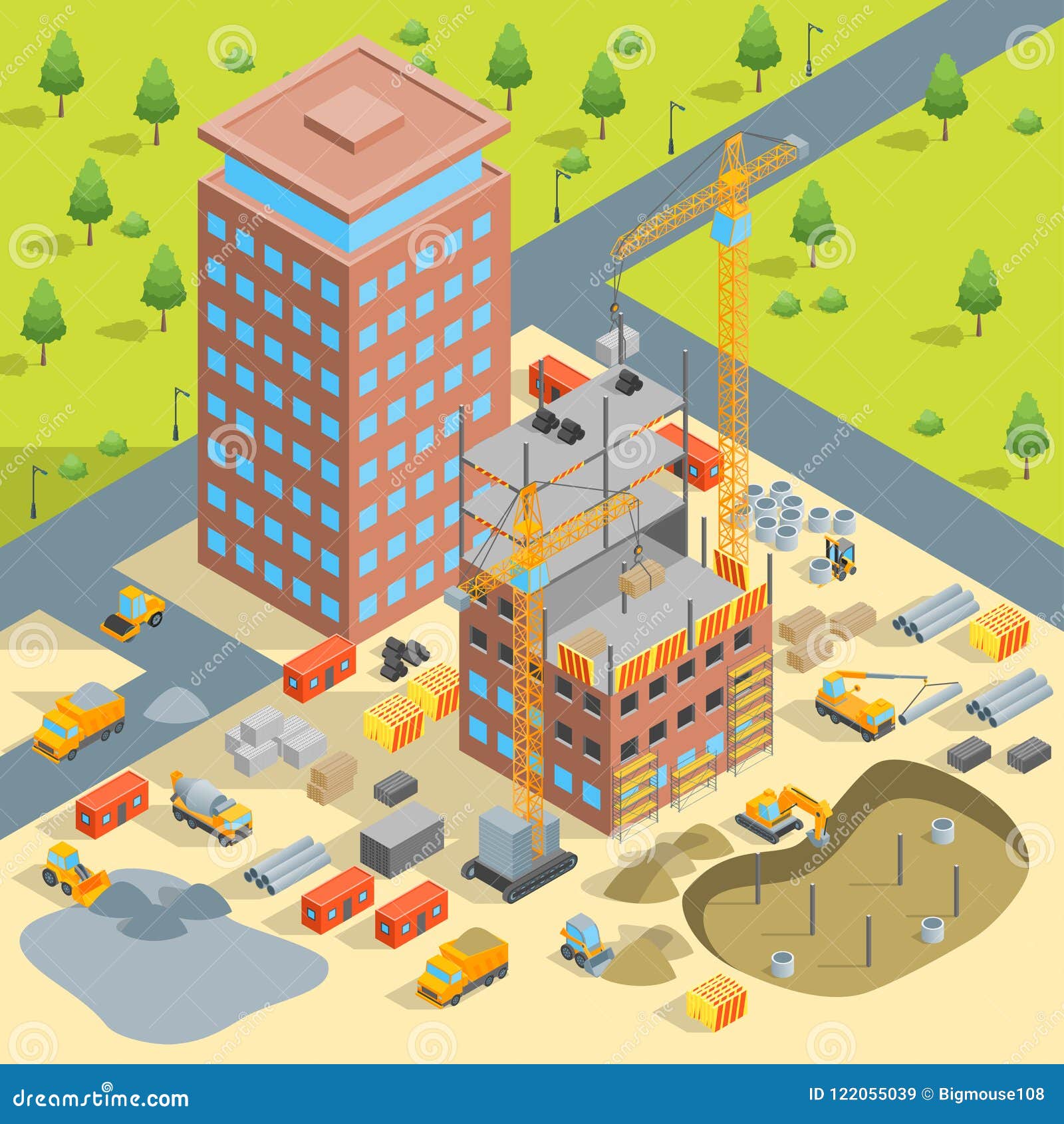Multistory Building Section, Detailed Architectural Technical Drawing ...