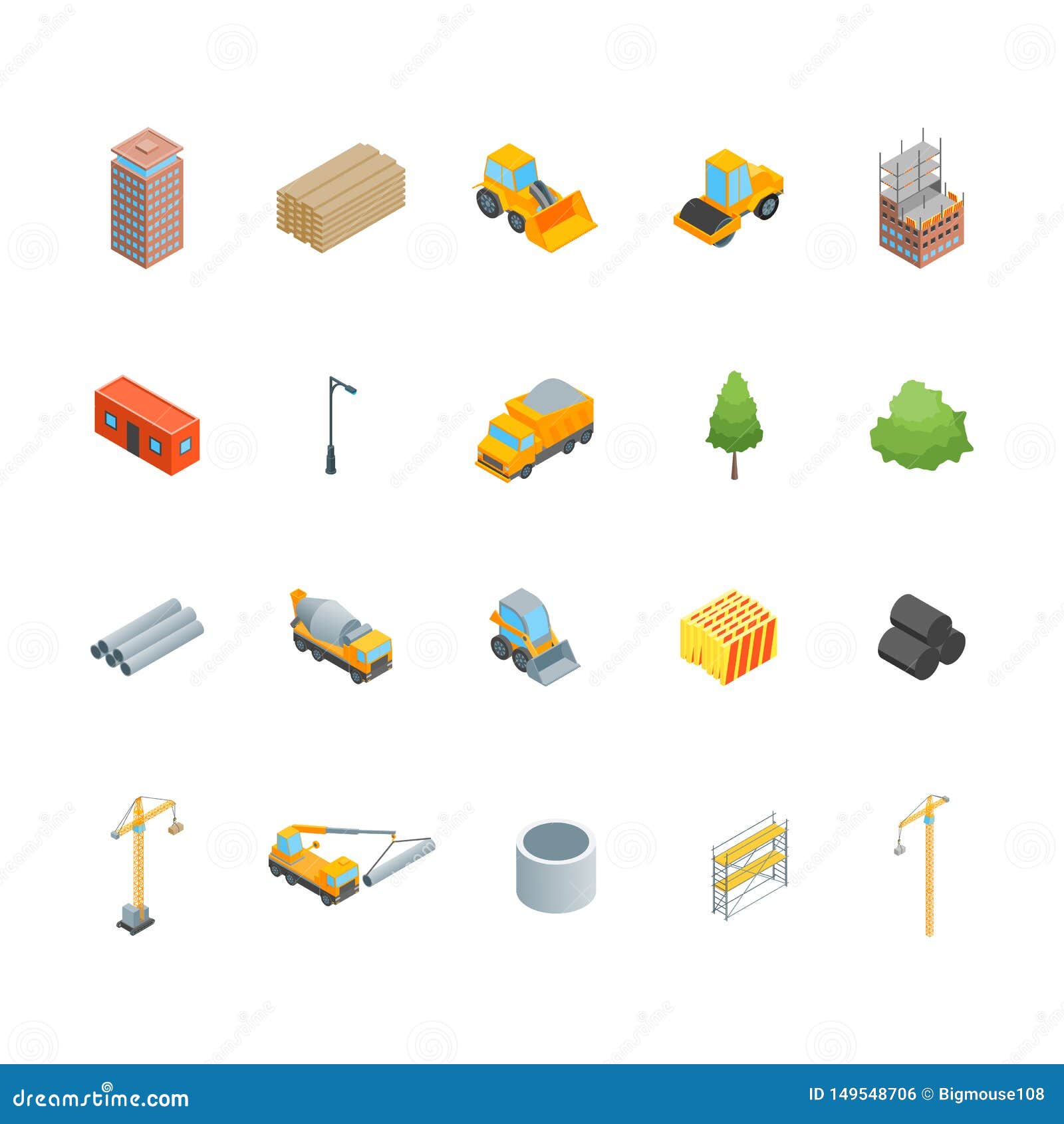 Construction of Multistory Building Concept Icons 3d Isometric View ...