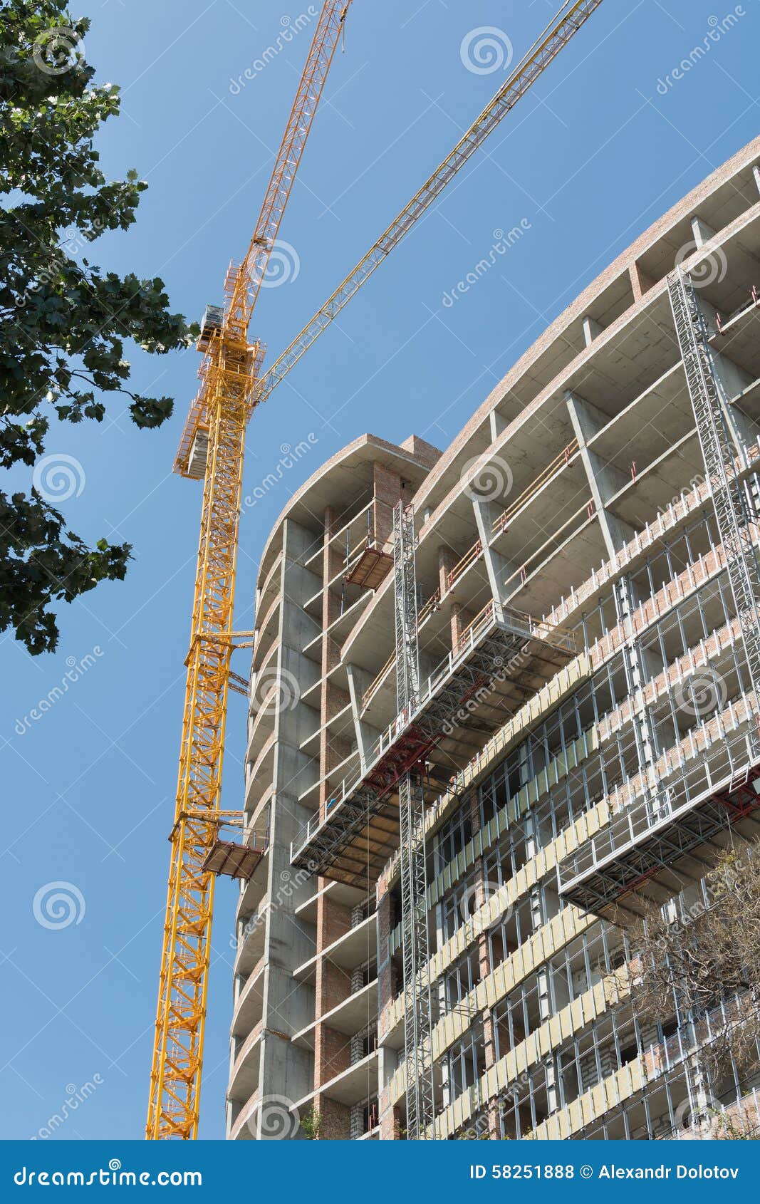 Construction of a Multistory Building, View from Below Stock Photo ...