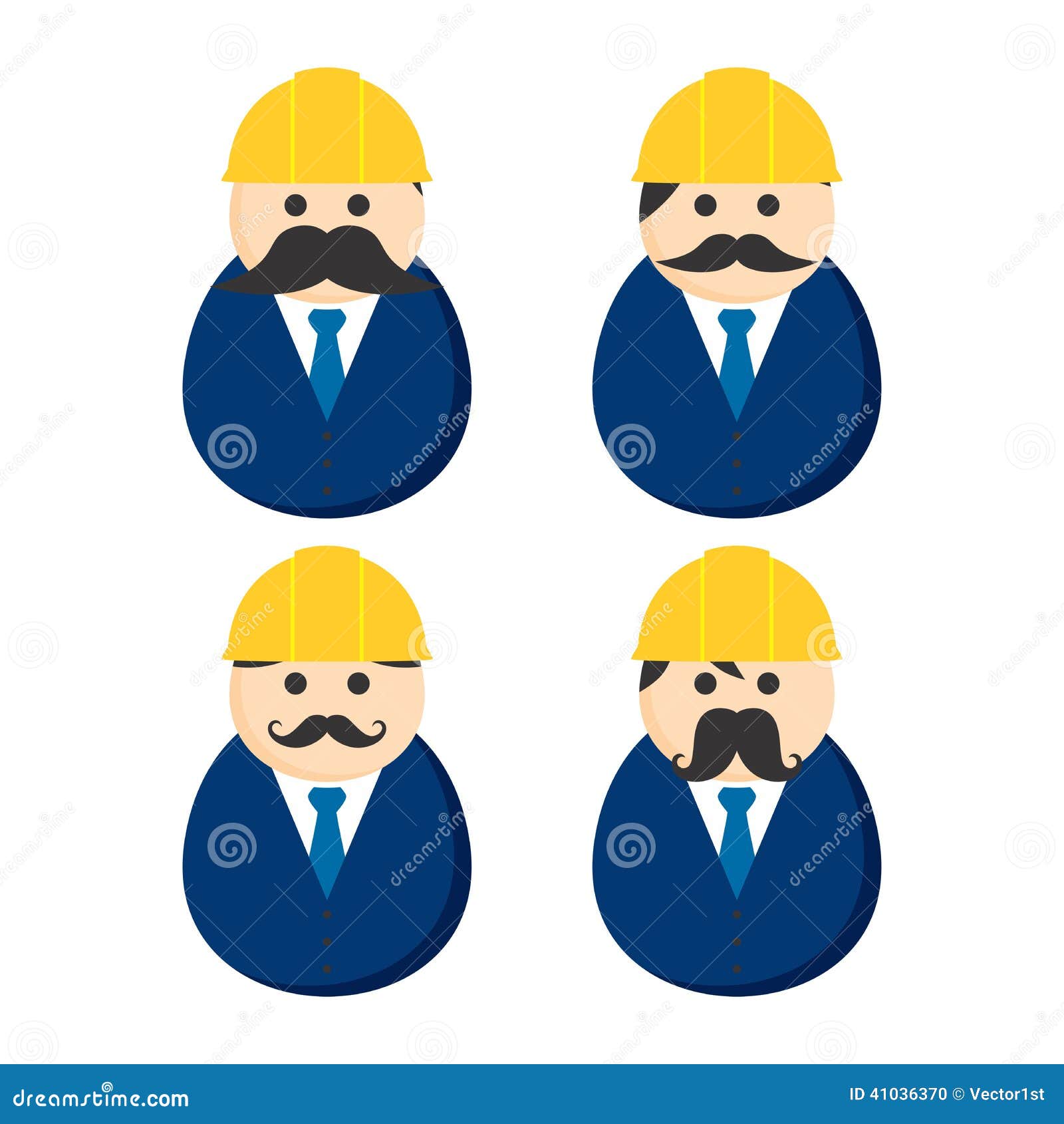 Construction Mustache Guy Avatar Portrait Stock Vector - Illustration ...
