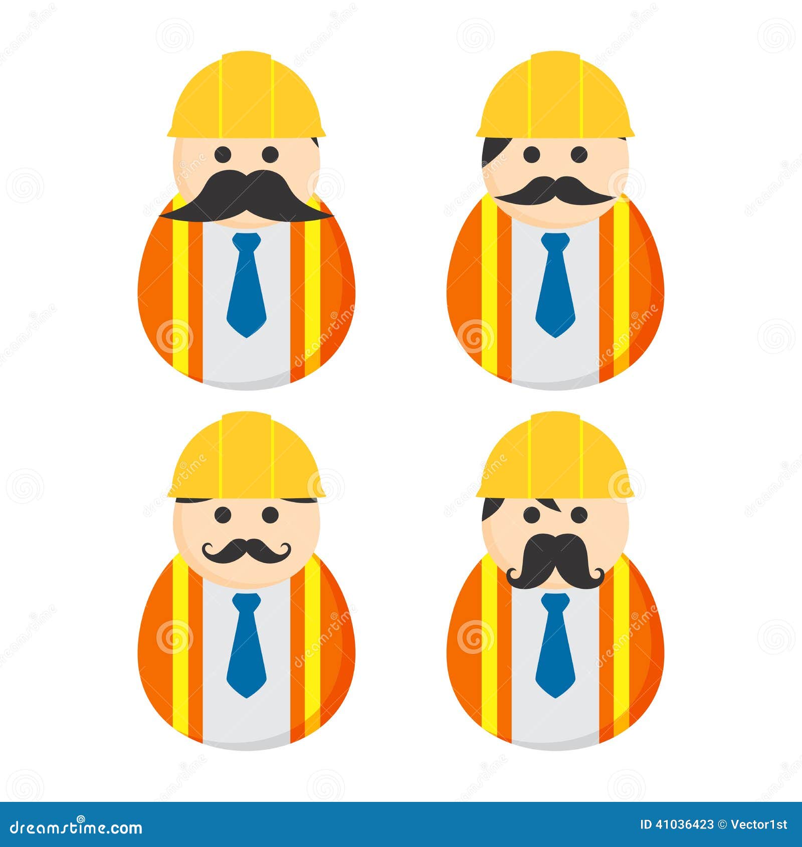 Construction Mustache Guy Avatar Portrait Stock Vector - Illustration ...