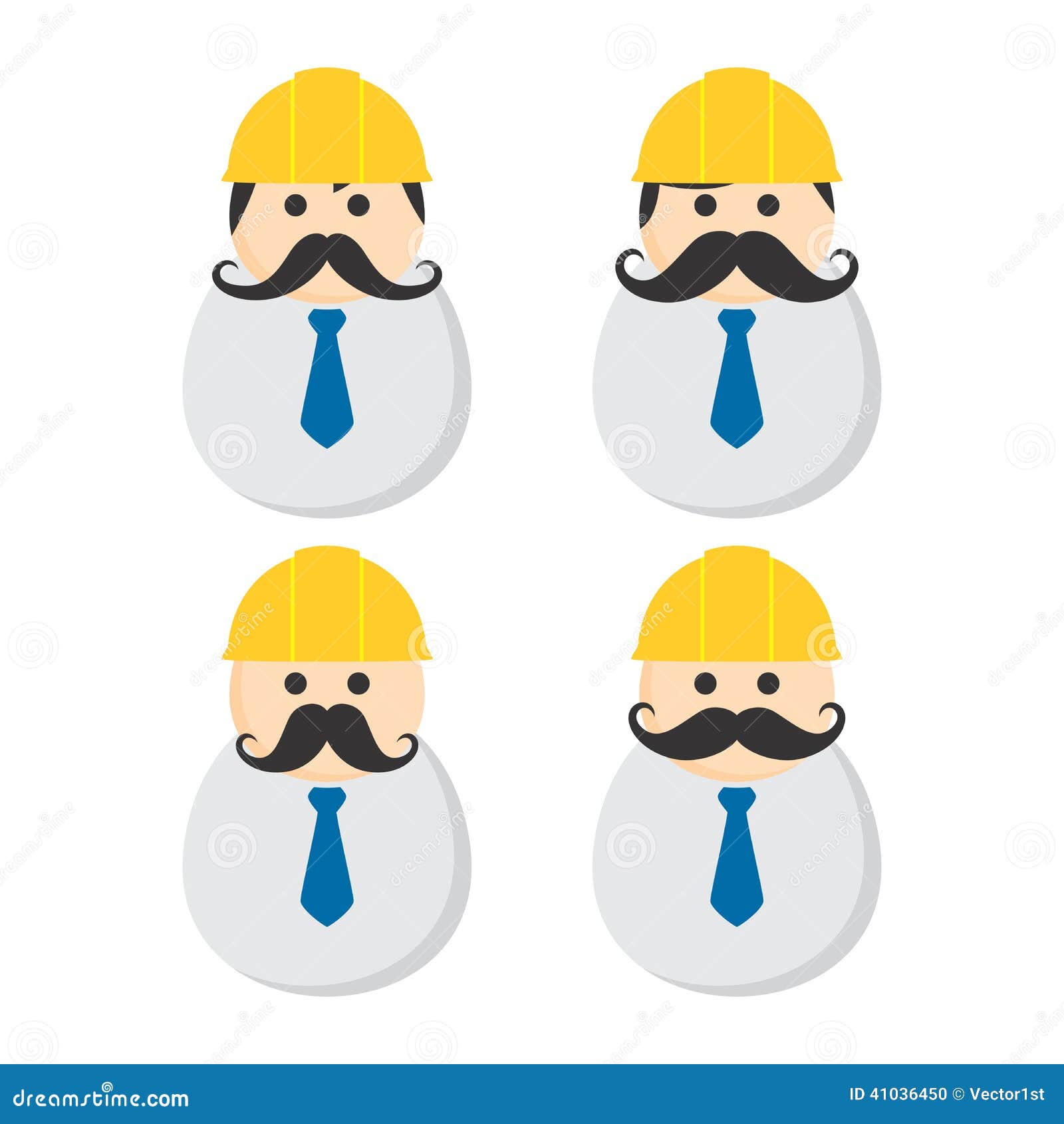 Construction Mustache Guy Avatar Portrait Stock Vector - Illustration ...
