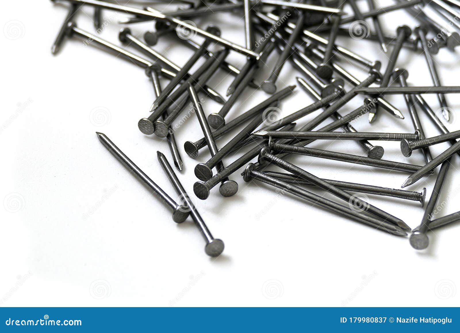 Construction Nails, a Large Amount of Nails on a White Background Stock ...
