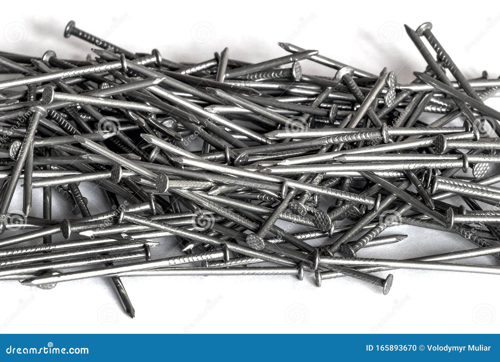 Construction Nails on a White Isolated Background_ Stock Photo - Image ...