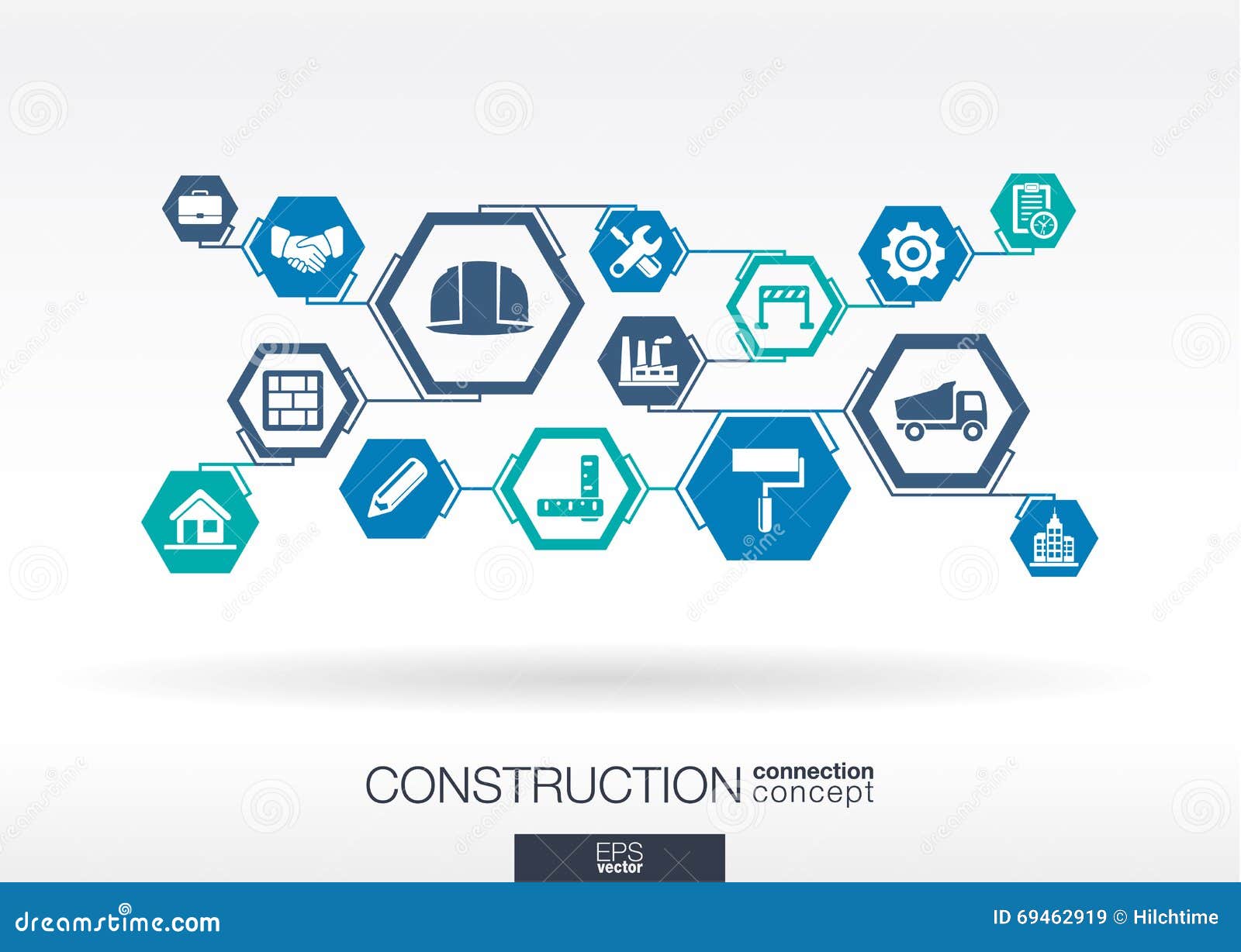 Construction Network. Hexagon Abstract Background Stock Vector ...