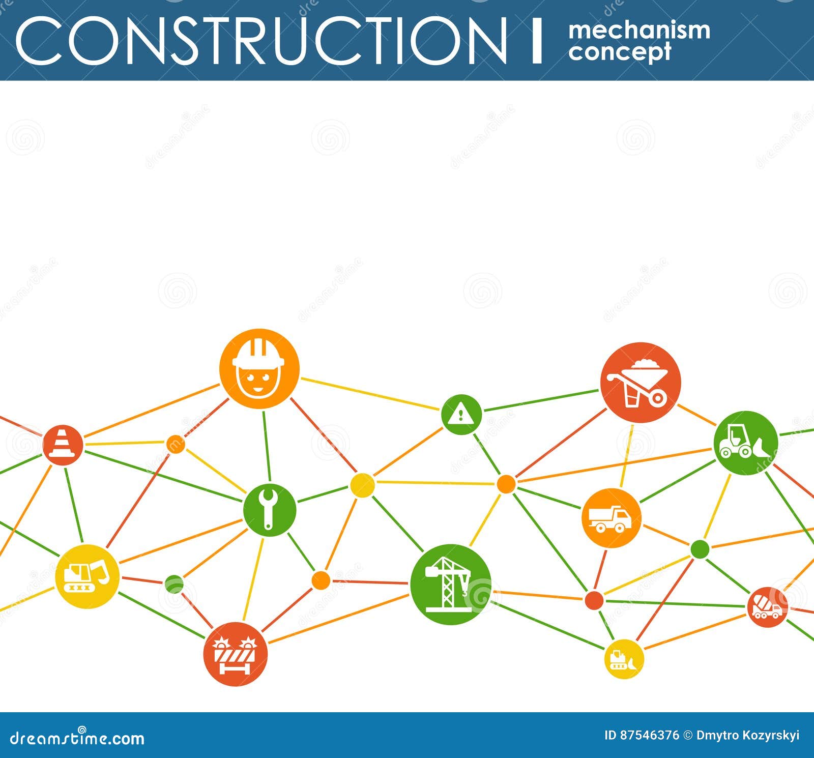 Construction Network. Hexagon Abstract Background with Lines, Polygons ...