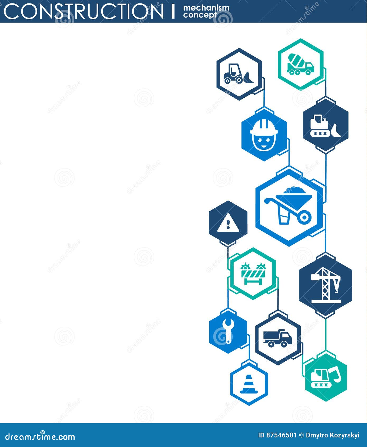 Construction Network. Hexagon Abstract Background with Lines, Polygons ...