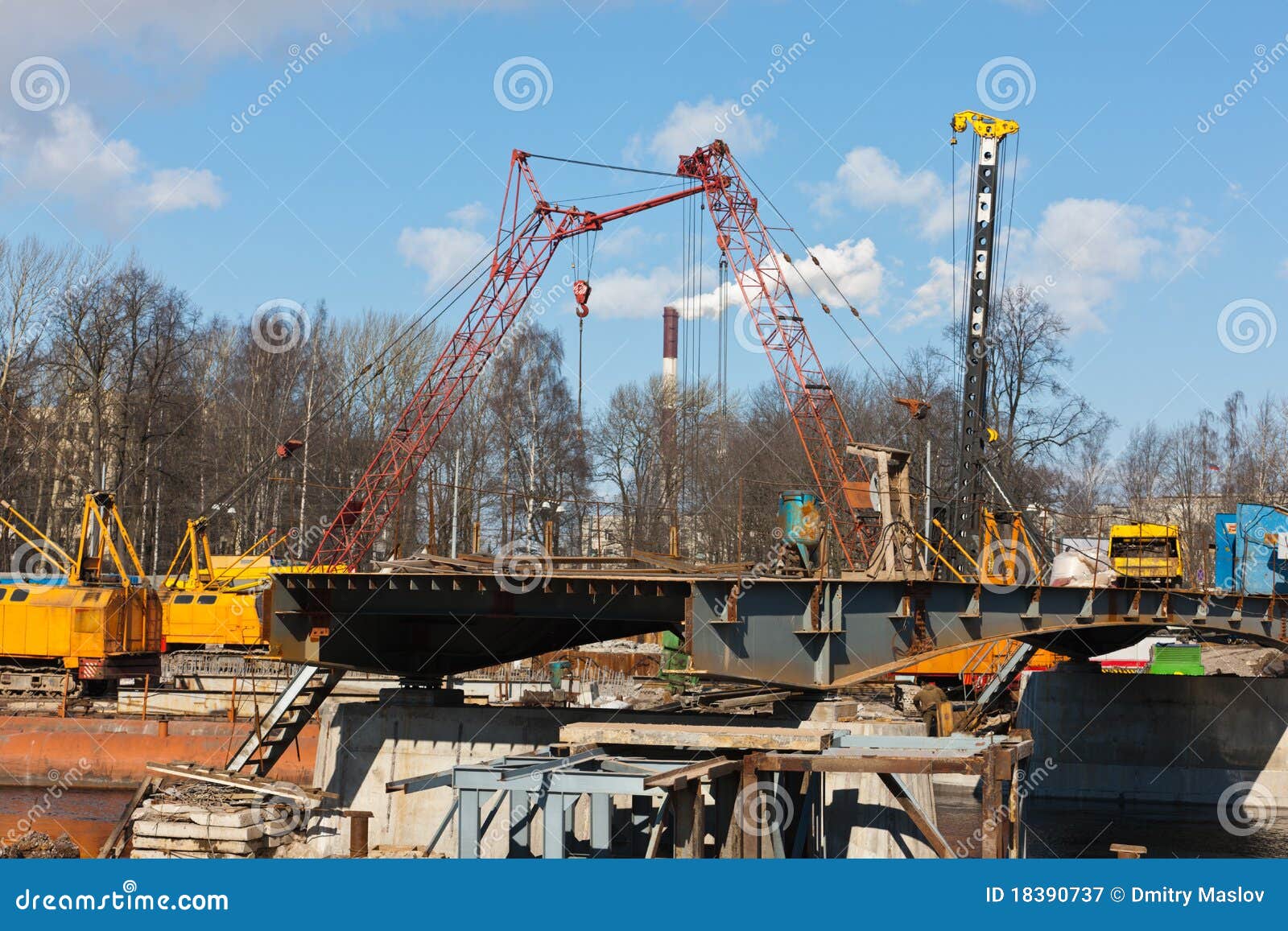 Construction of the New Bridge Stock Image - Image of industry ...