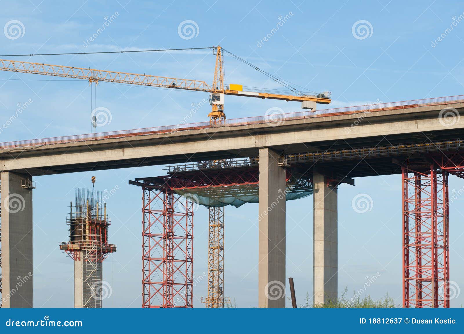 Construction of a New Bridge Stock Image - Image of concrete, pier ...