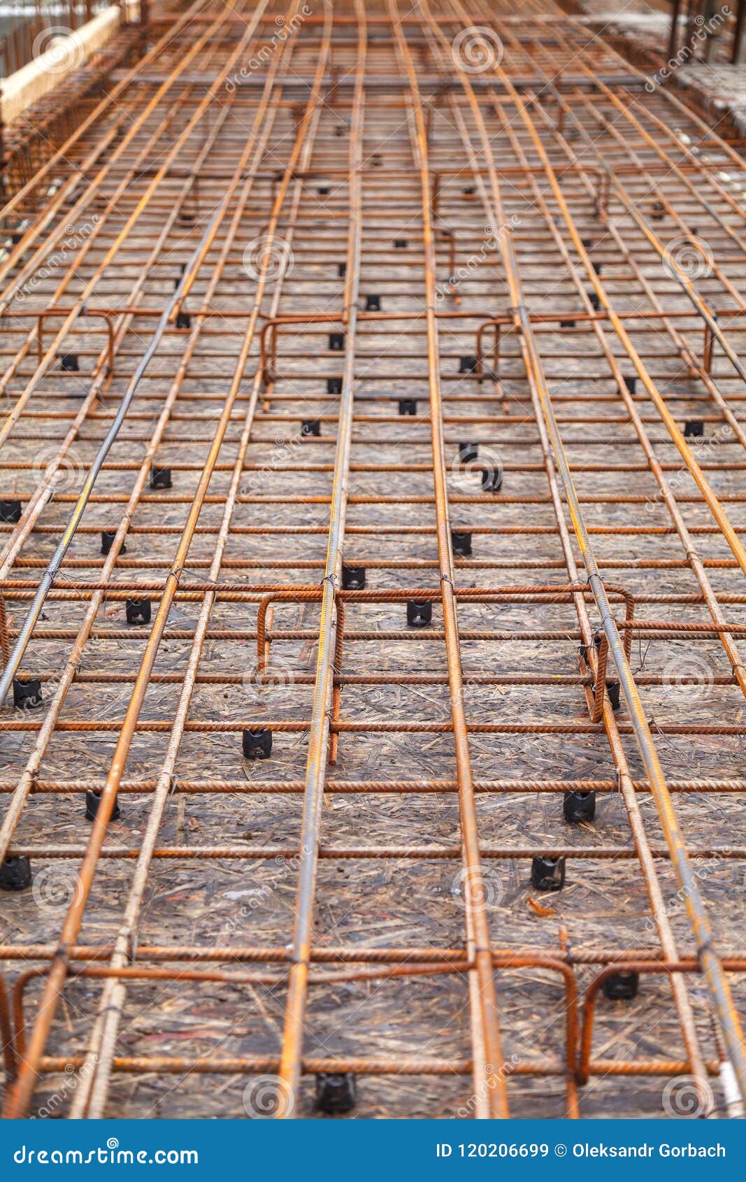 Construction of a New Building, Binding of Reinforcement Stock Image ...