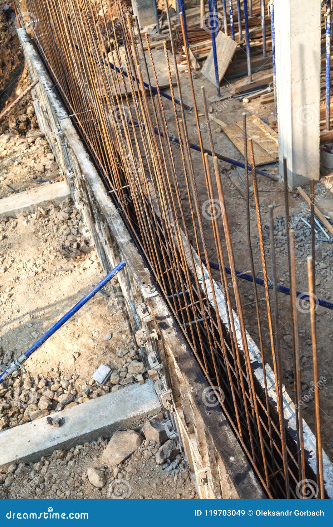 Construction of a New Building, Binding of Reinforcement Stock Image ...