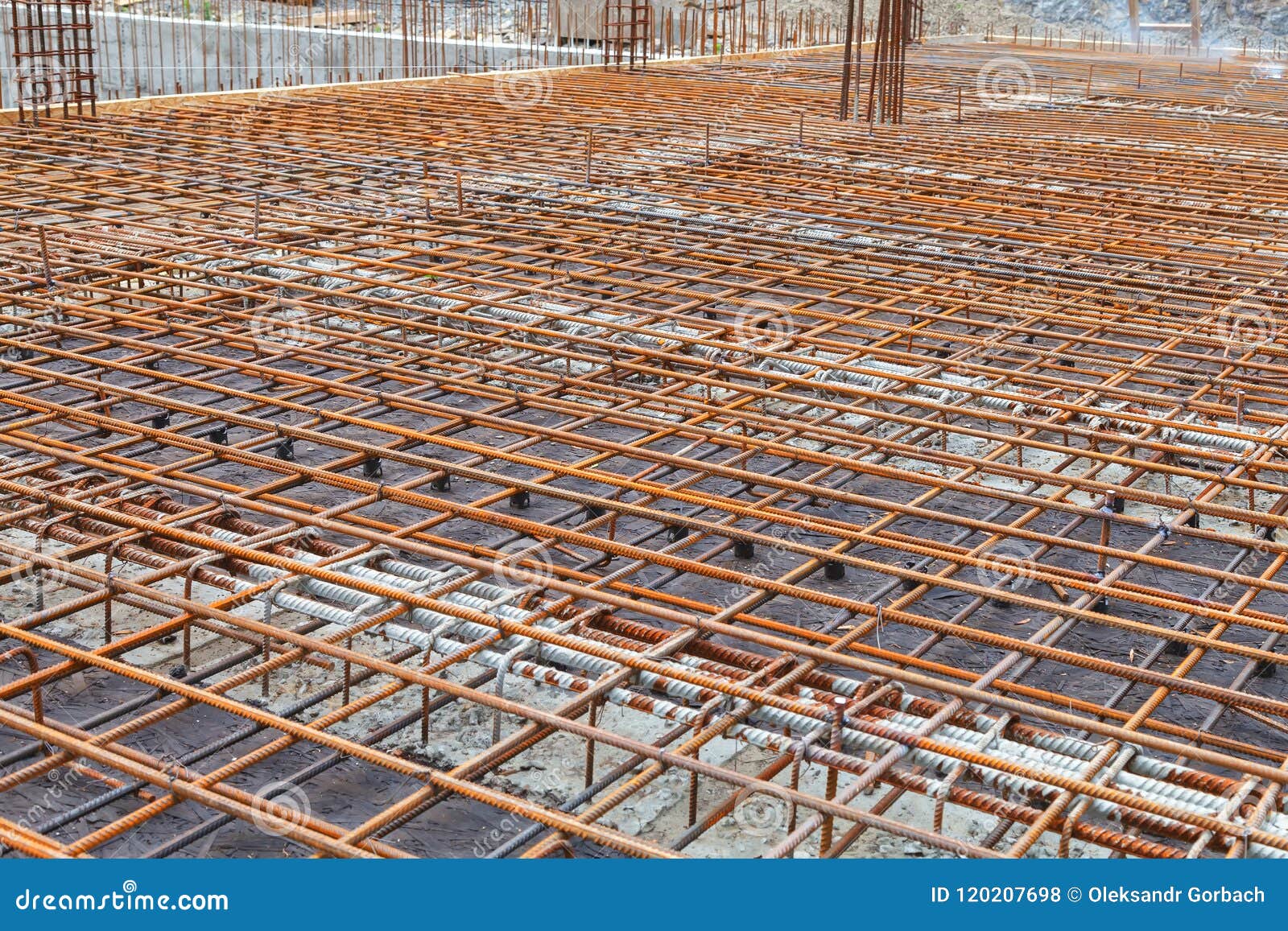 Construction of a New Building, Binding of Reinforcement Stock Photo ...