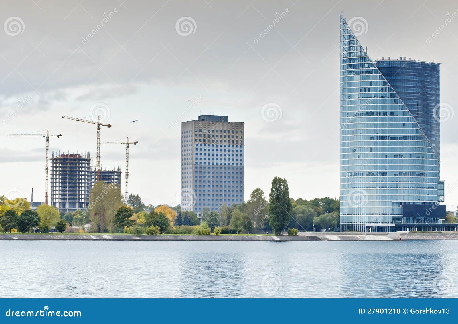Construction of New Buildings in Riga City Stock Photo - Image of park ...