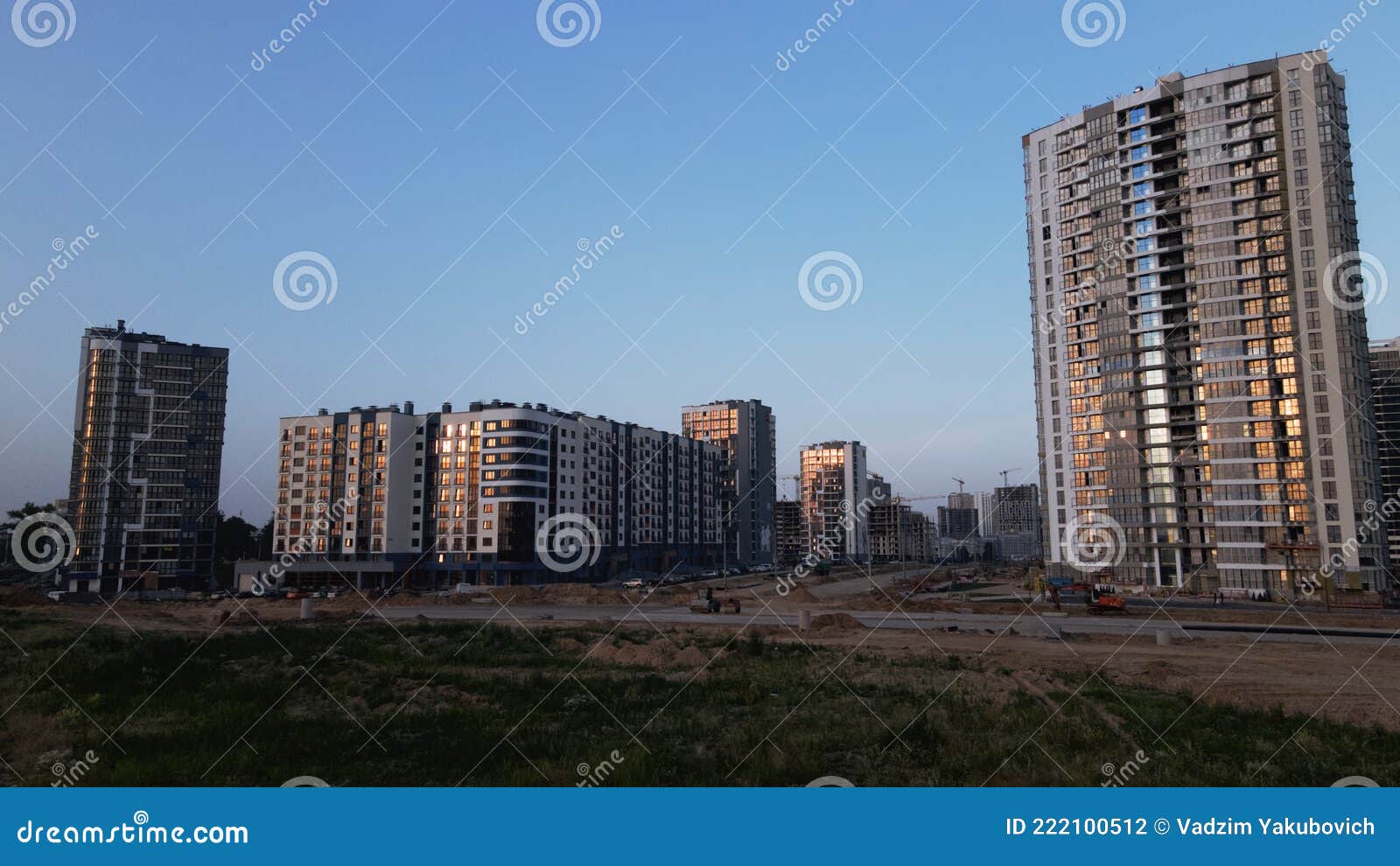 Construction of a New City Block. New Construction of Modern Multi ...