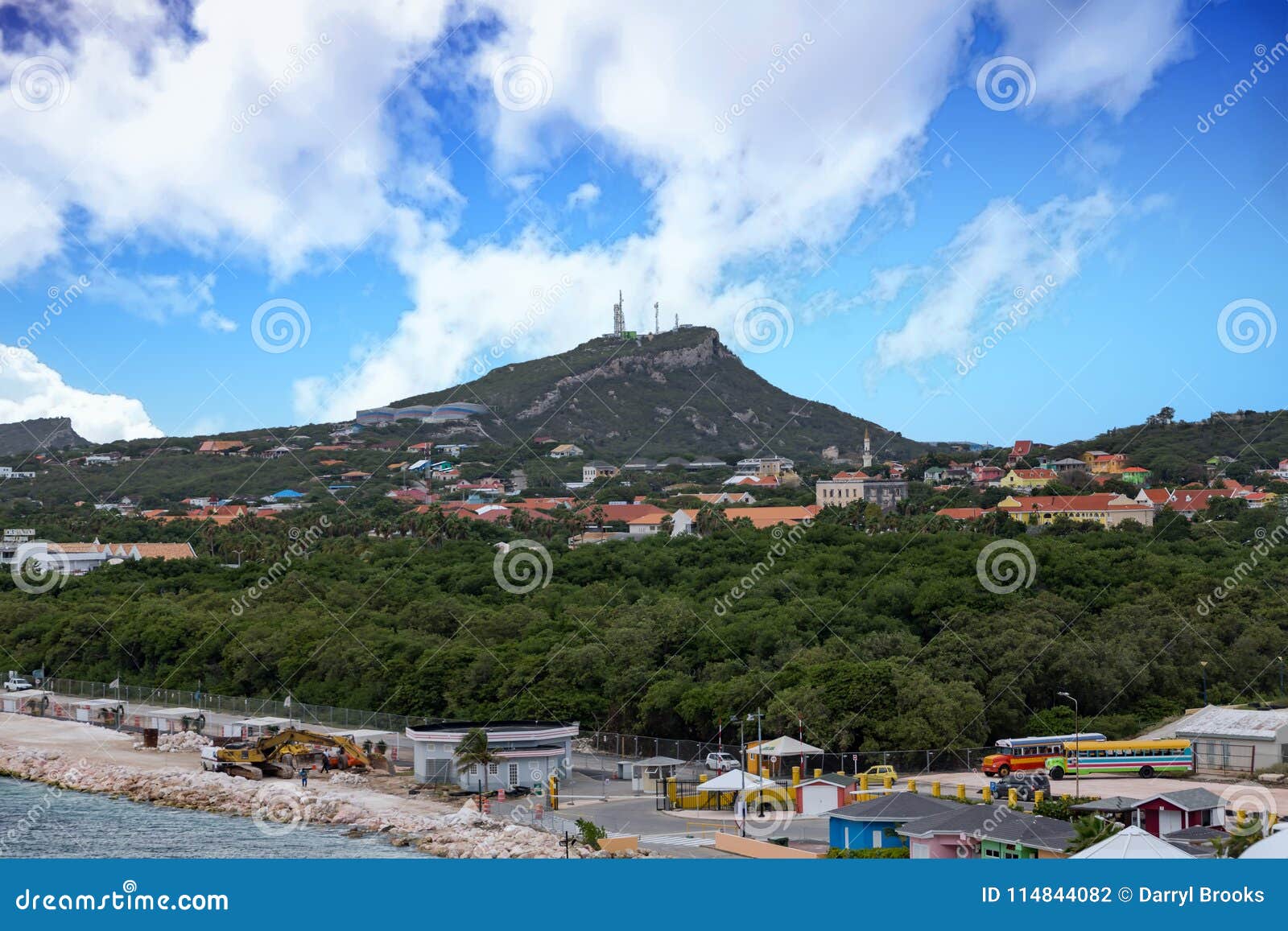 Construction on Coast of Curacao Stock Photo - Image of industry ...